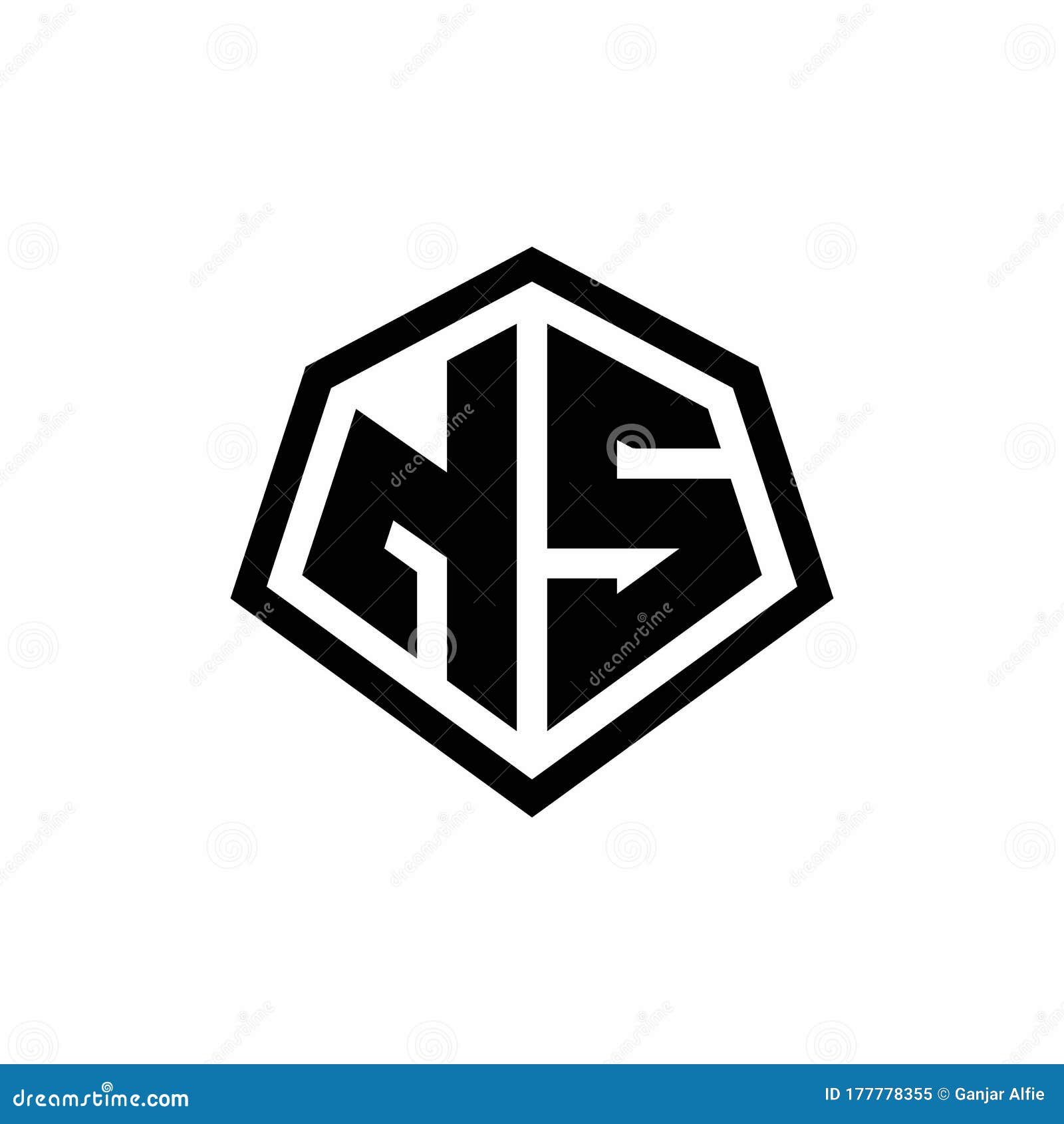 NS Monogram Logo with Hexagon Shape and Line Rounded Style Design ...