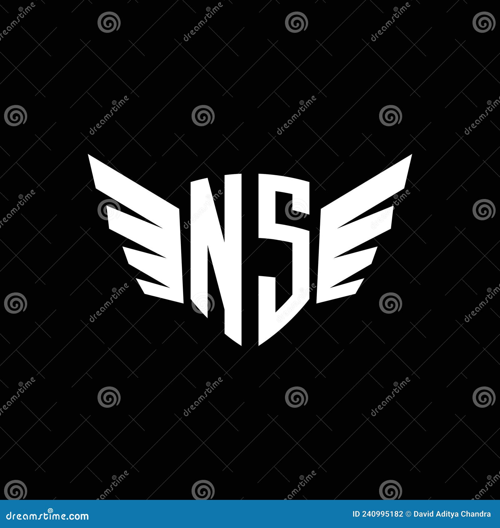 NS Monogram Wing Shape Style Stock Vector - Illustration of font ...
