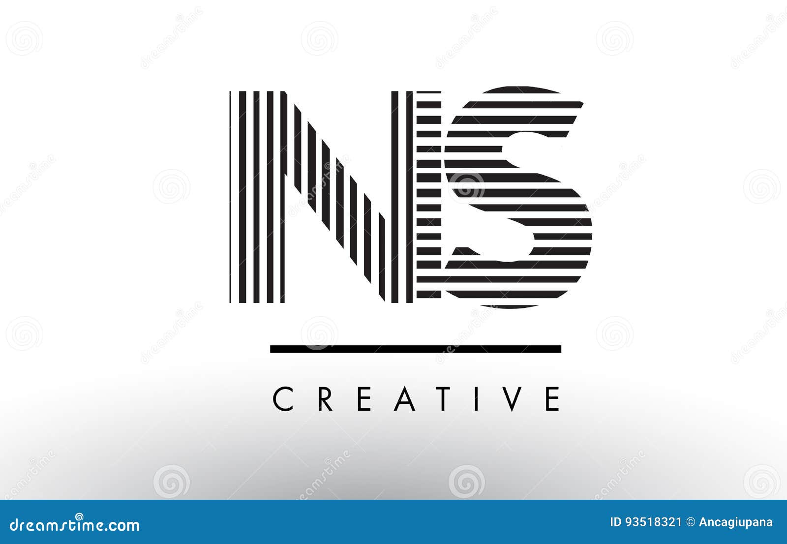 NS N S Black and White Lines Letter Logo Design. Stock Vector ...