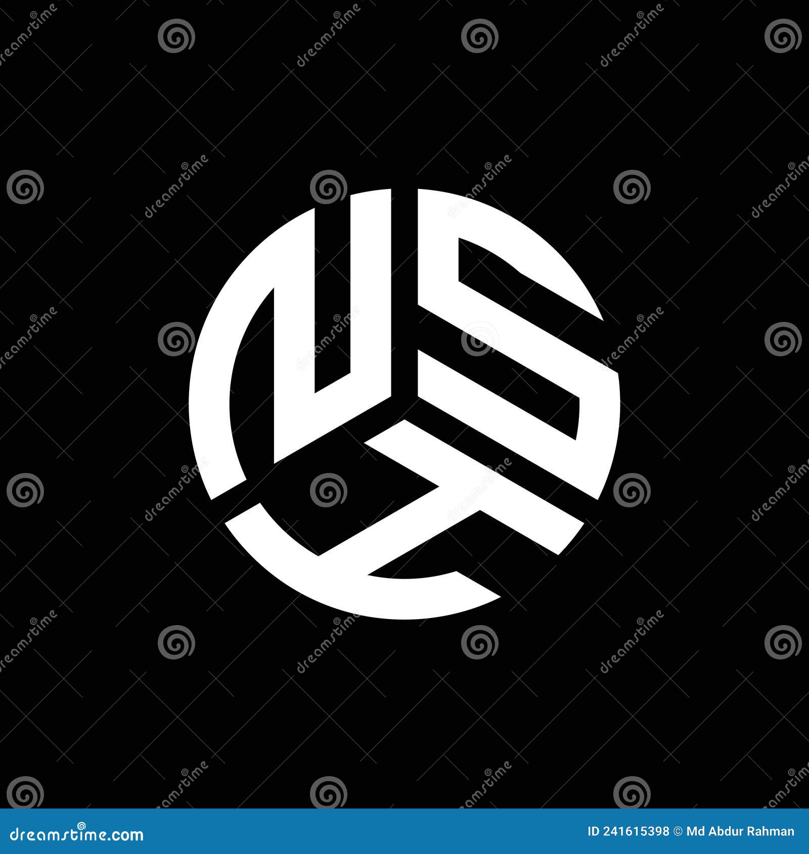 NSH Letter Logo Design on Black Background. NSH Creative Initials ...