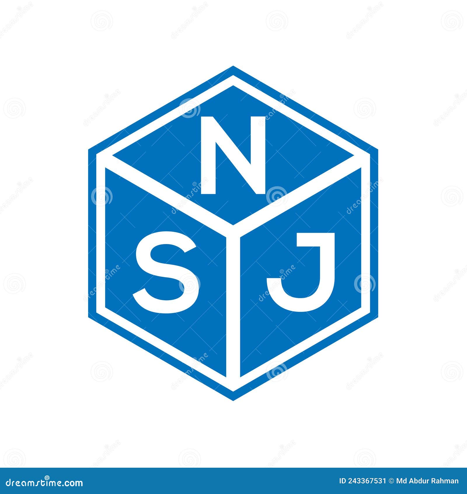 NSJ Letter Logo Design on Black Background. NSJ Creative Initials ...