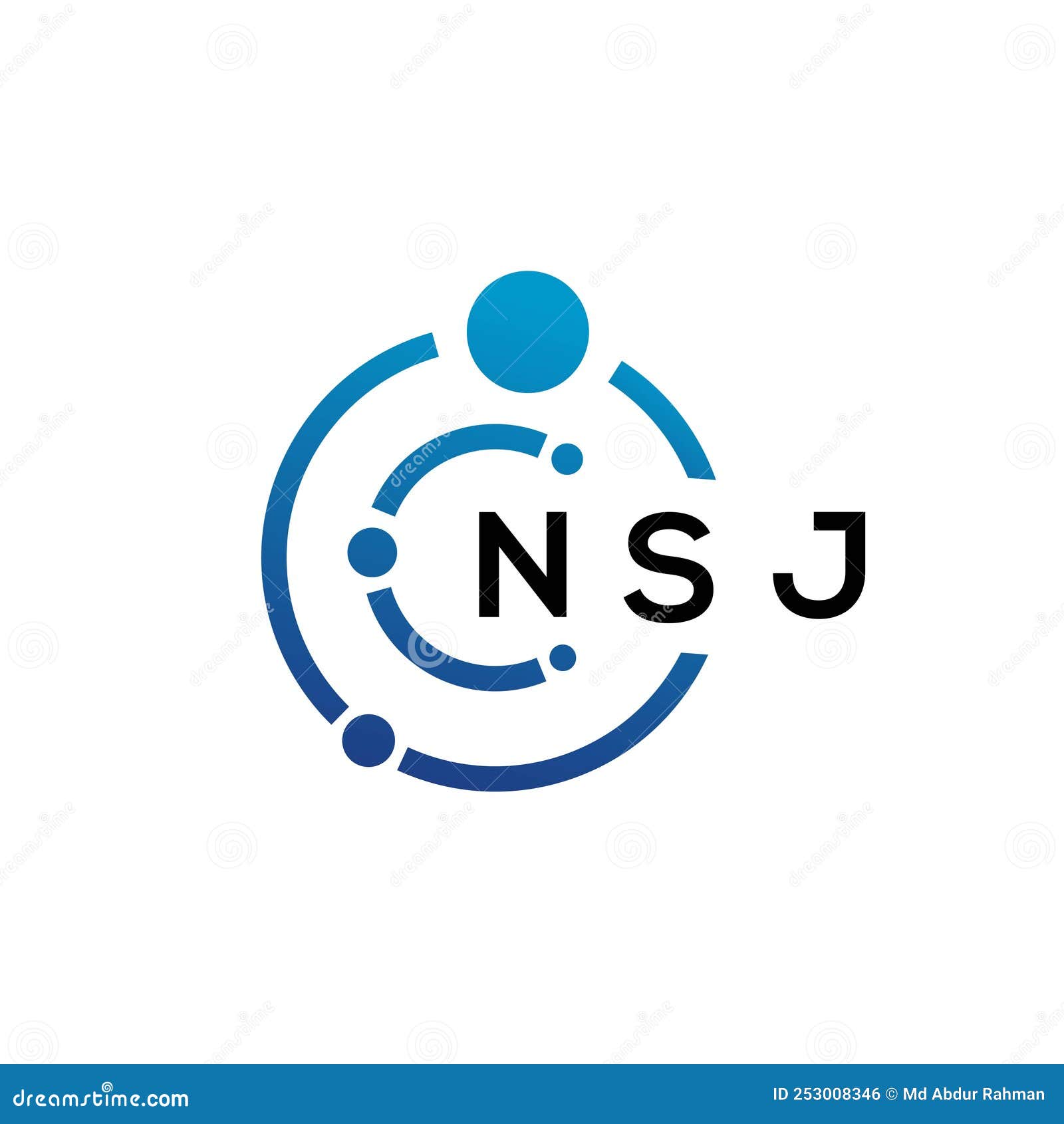 NSJ Letter Technology Logo Design on White Background. NSJ Creative ...