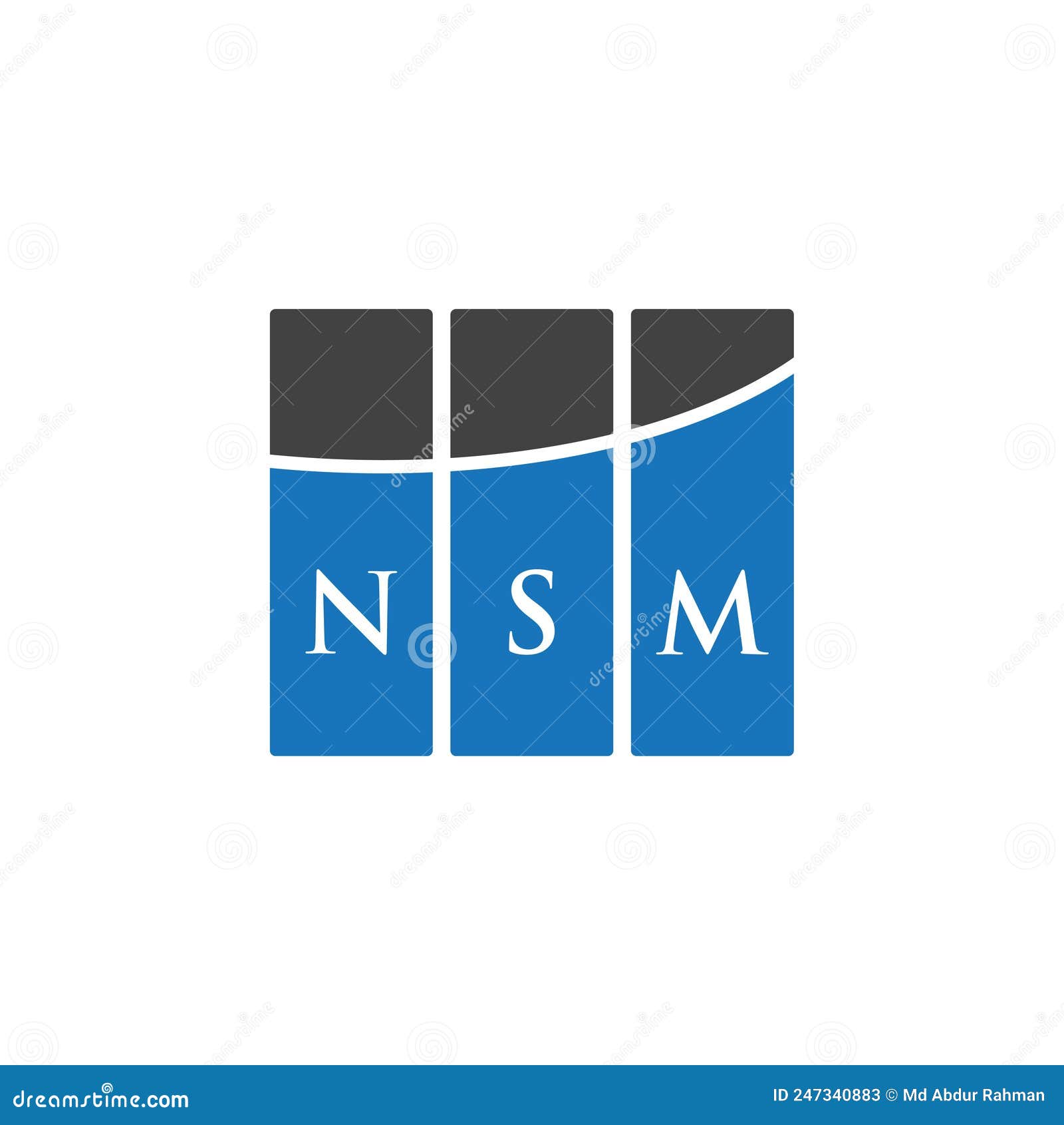 NSM Letter Logo Design on WHITE Background. NSM Creative Initials ...
