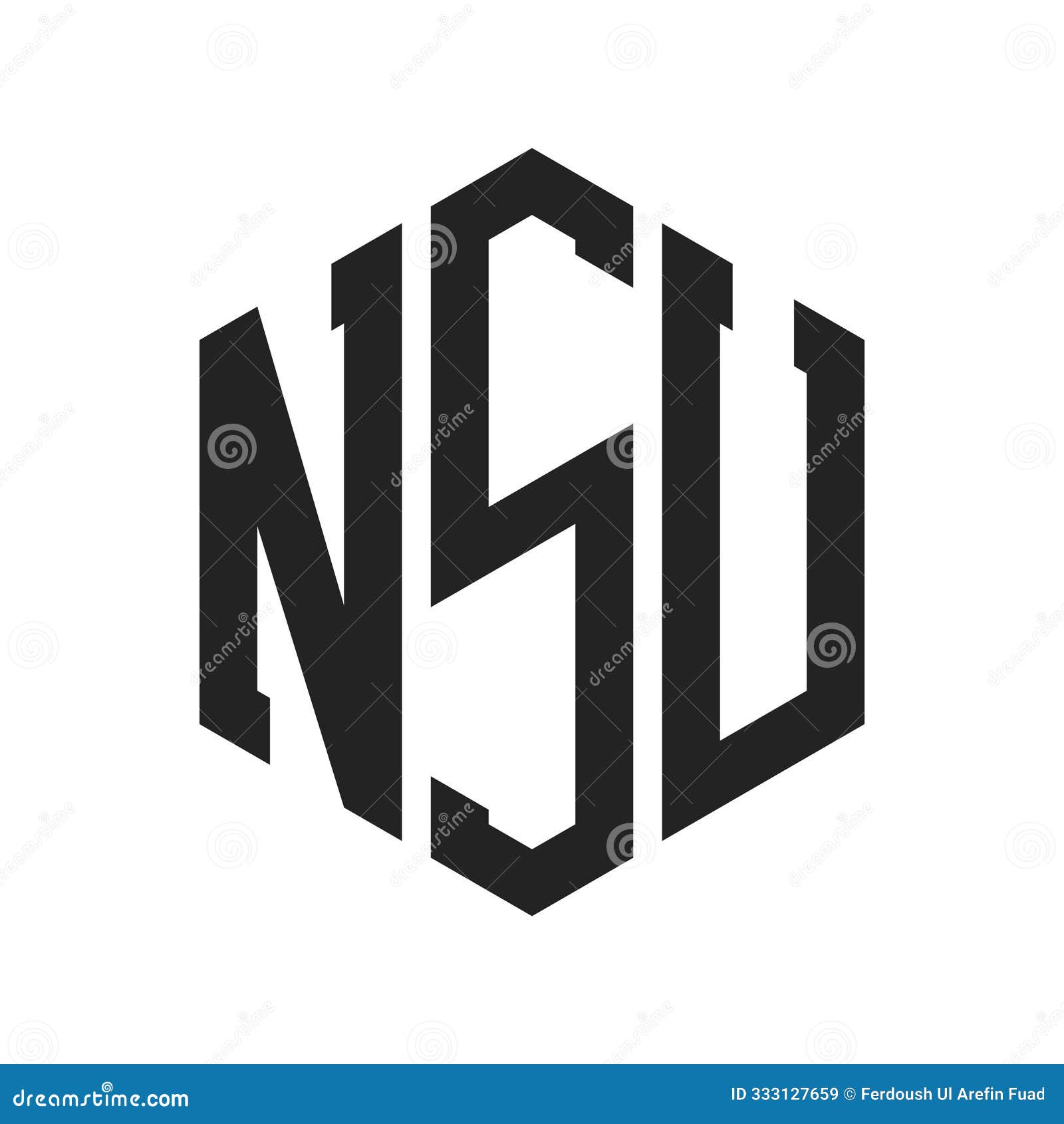 NSU Logo Design. Initial Letter NSU Monogram Logo Using Hexagon Shape ...