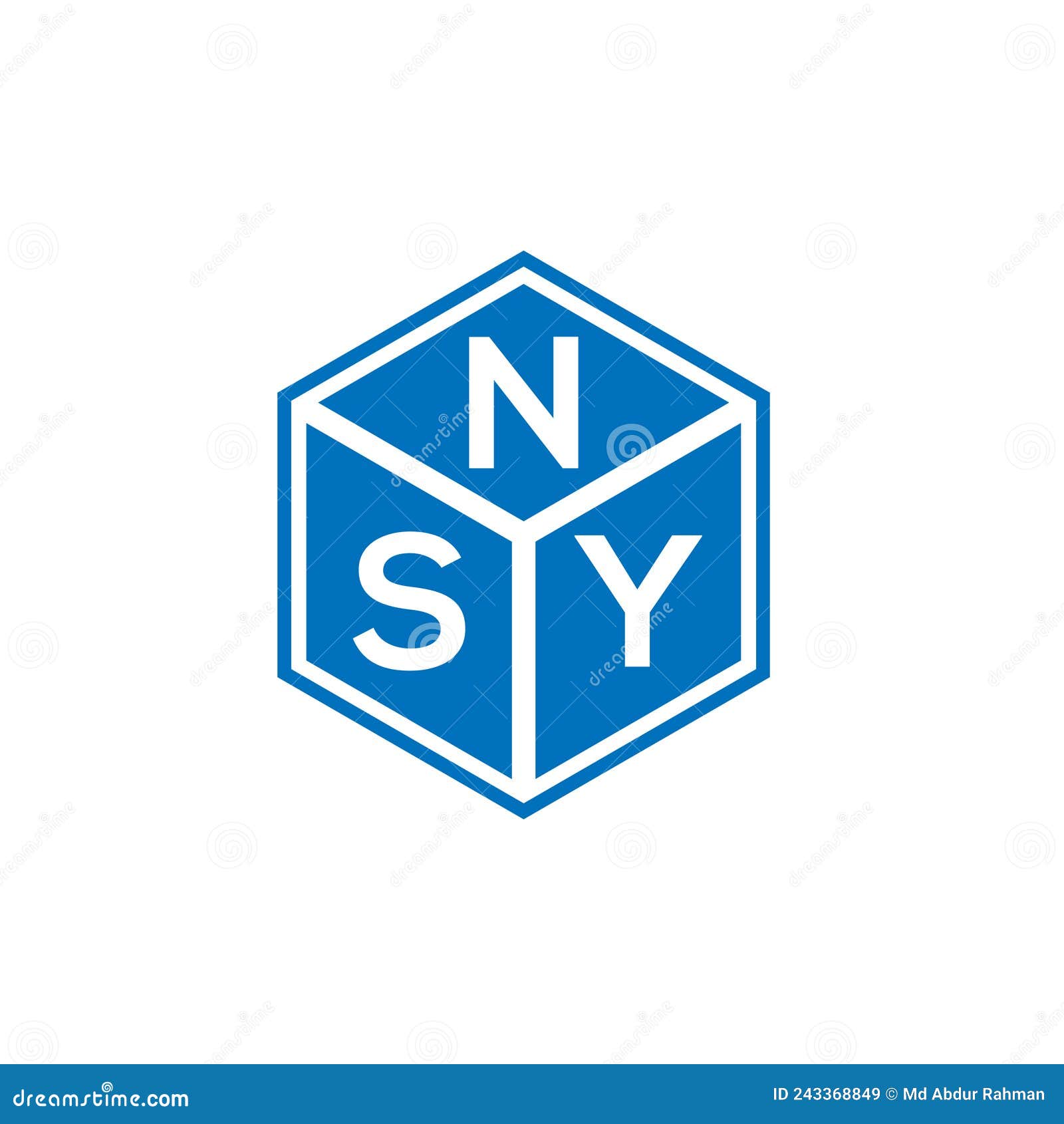 NSY Letter Logo Design on Black Background. NSY Creative Initials ...