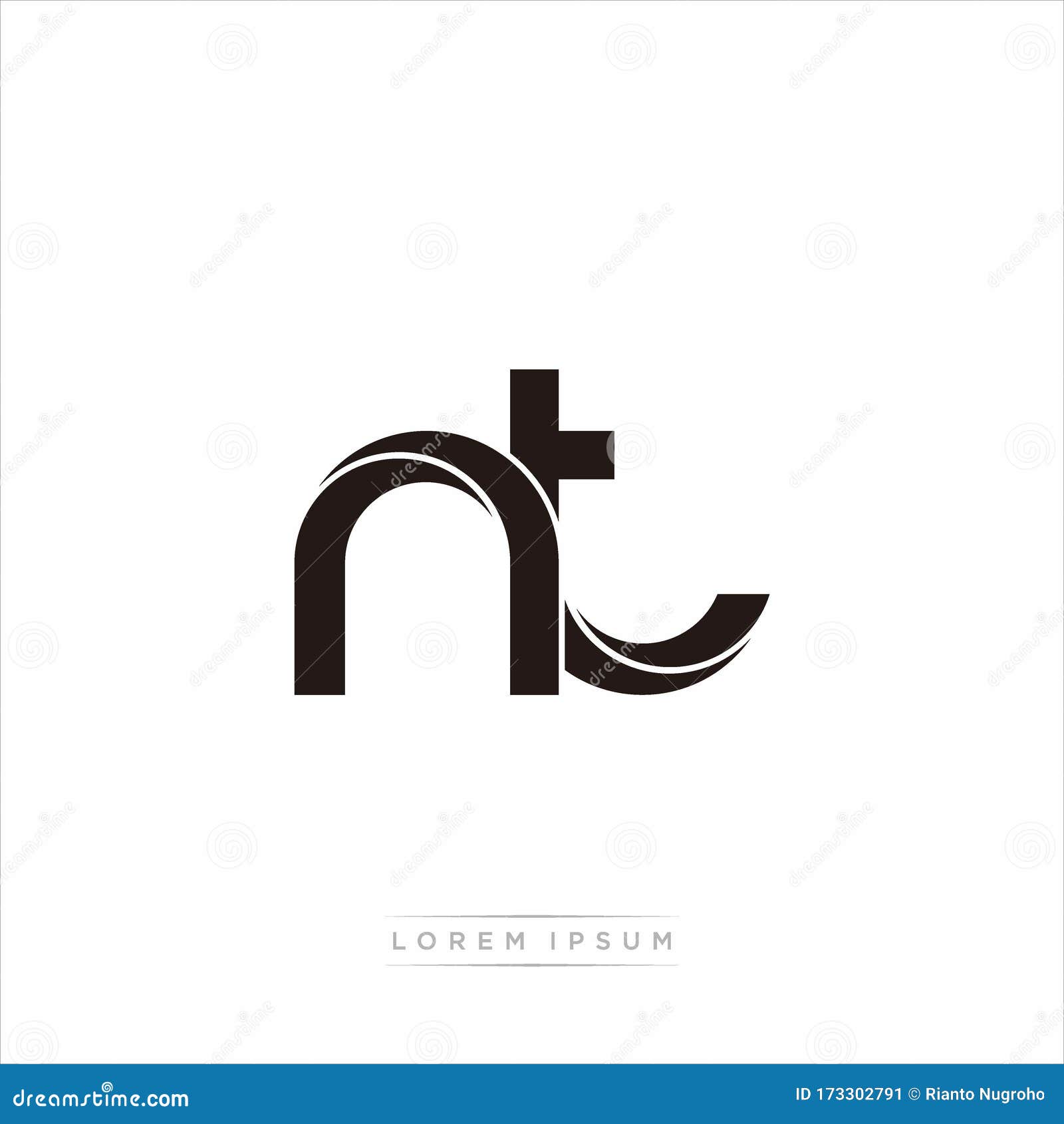 Nt Initial Letter Split Lowercase Modern Monogram Linked Outline ...
