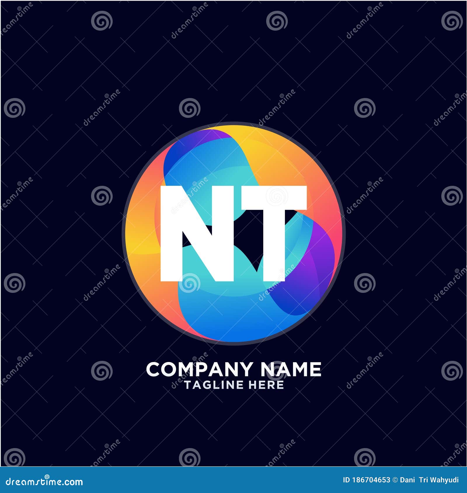 NT Initial Logo with Colorful Circle Template Vector Stock Vector ...