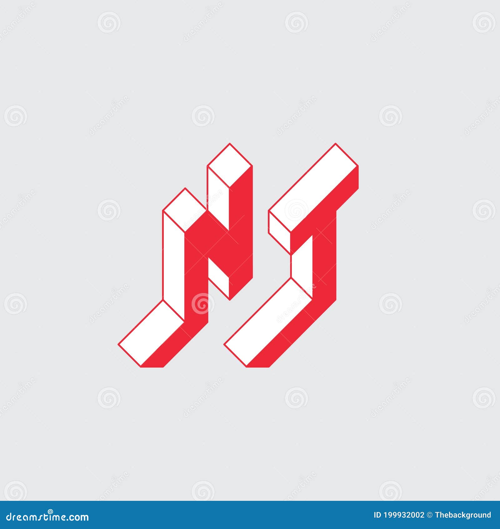 NT - Logo or 2-letter Code. Isometric 3d Font for Design. N and T ...