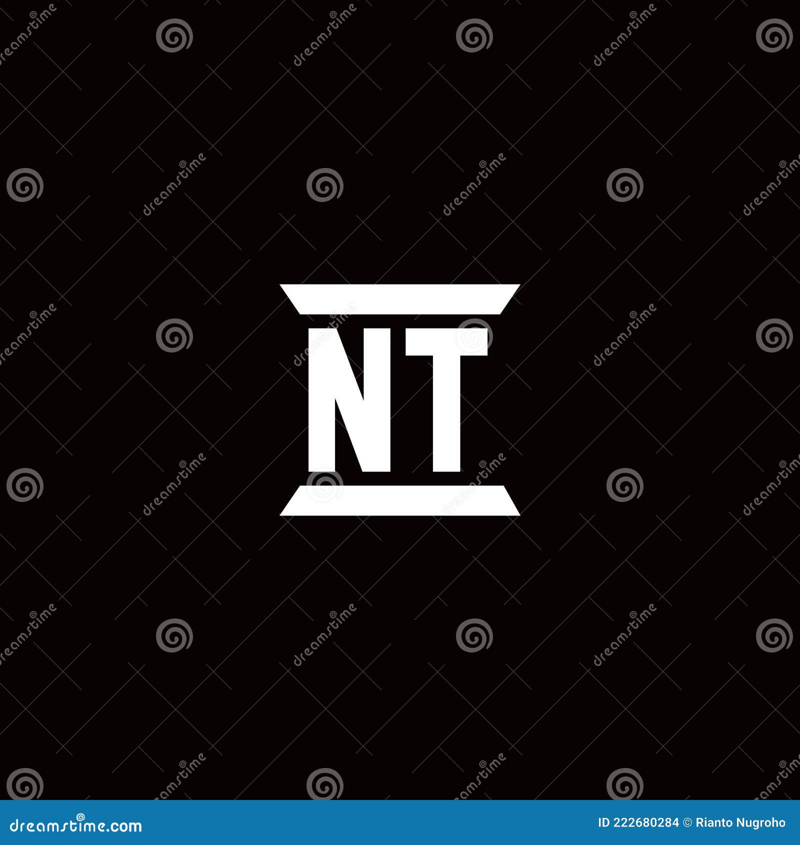 NT Logo Monogram with Pillar Shape Designs Template Stock Vector ...