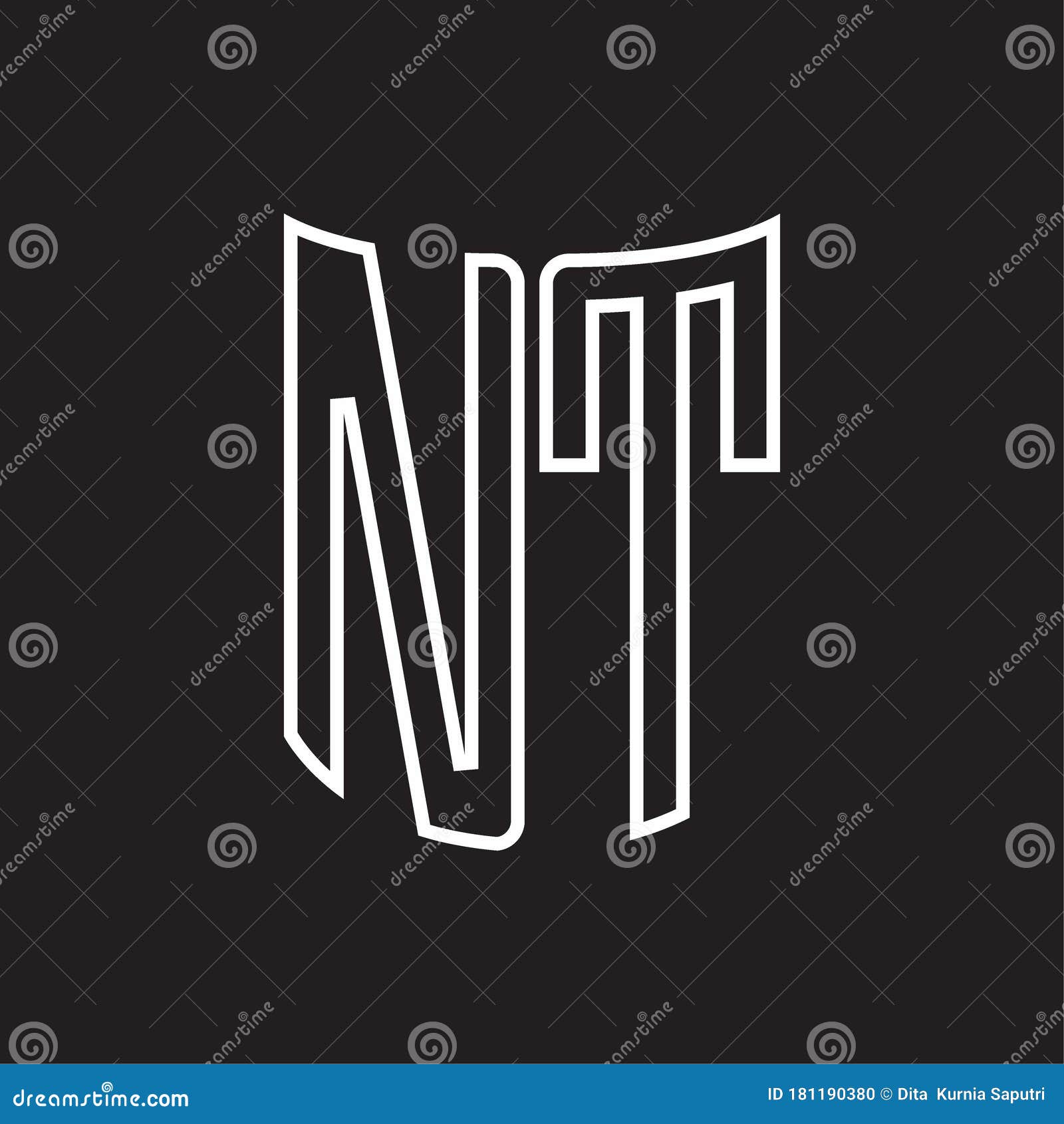 NT Logo Monogram with Ribbon Style Outline Design Template Stock Vector ...