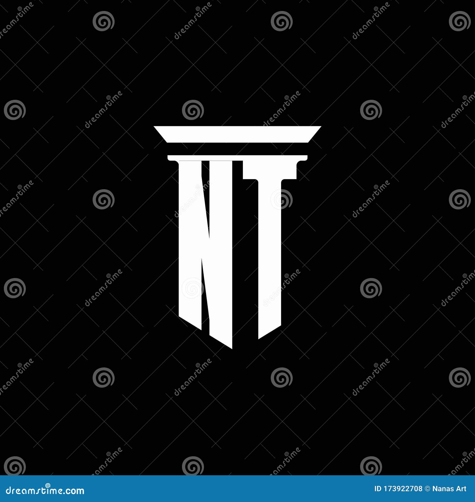 NT Monogram Logo with Emblem Style Isolated on Black Background Stock ...
