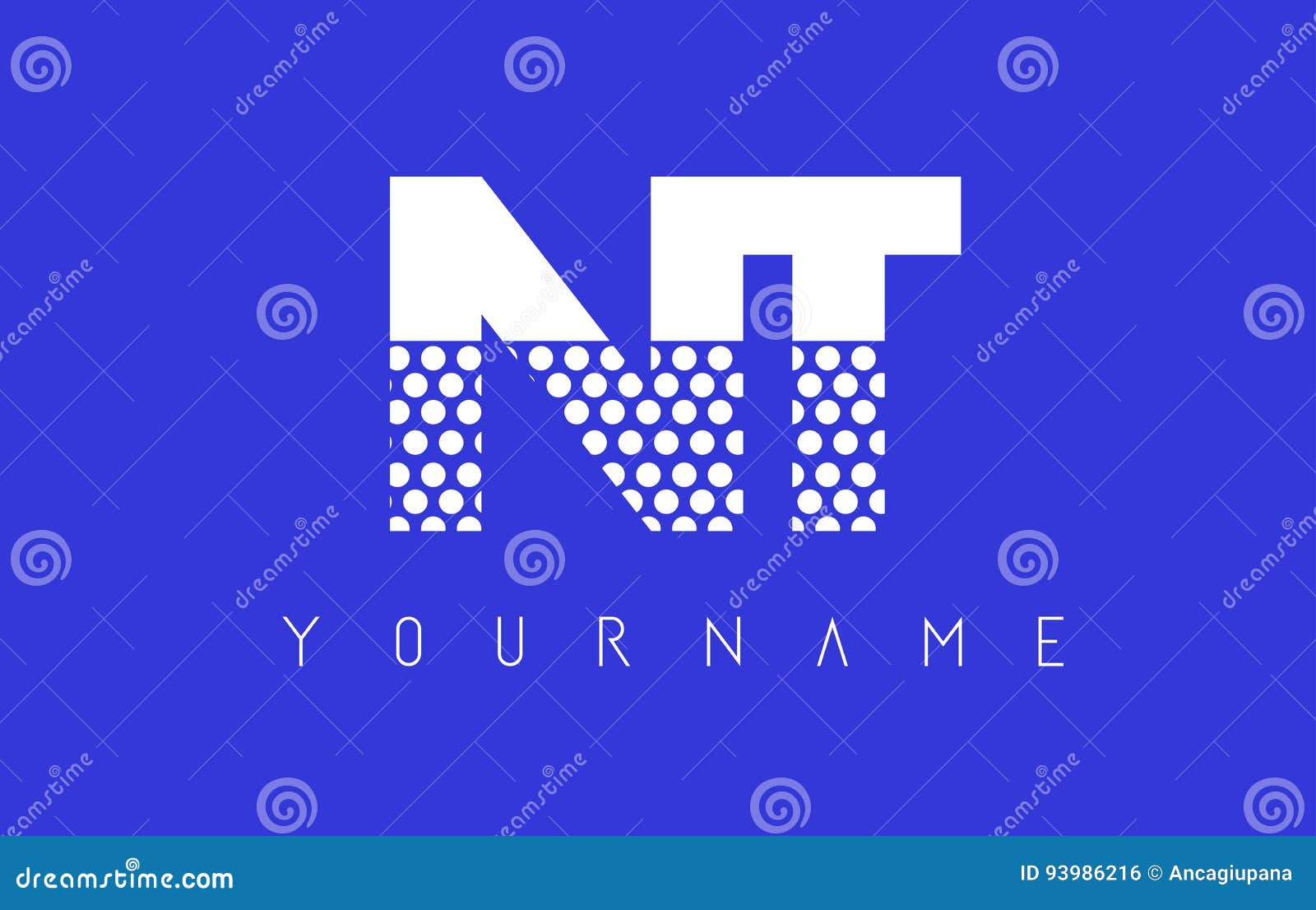 NT N T Dotted Letter Logo Design with Blue Background. Stock Vector ...