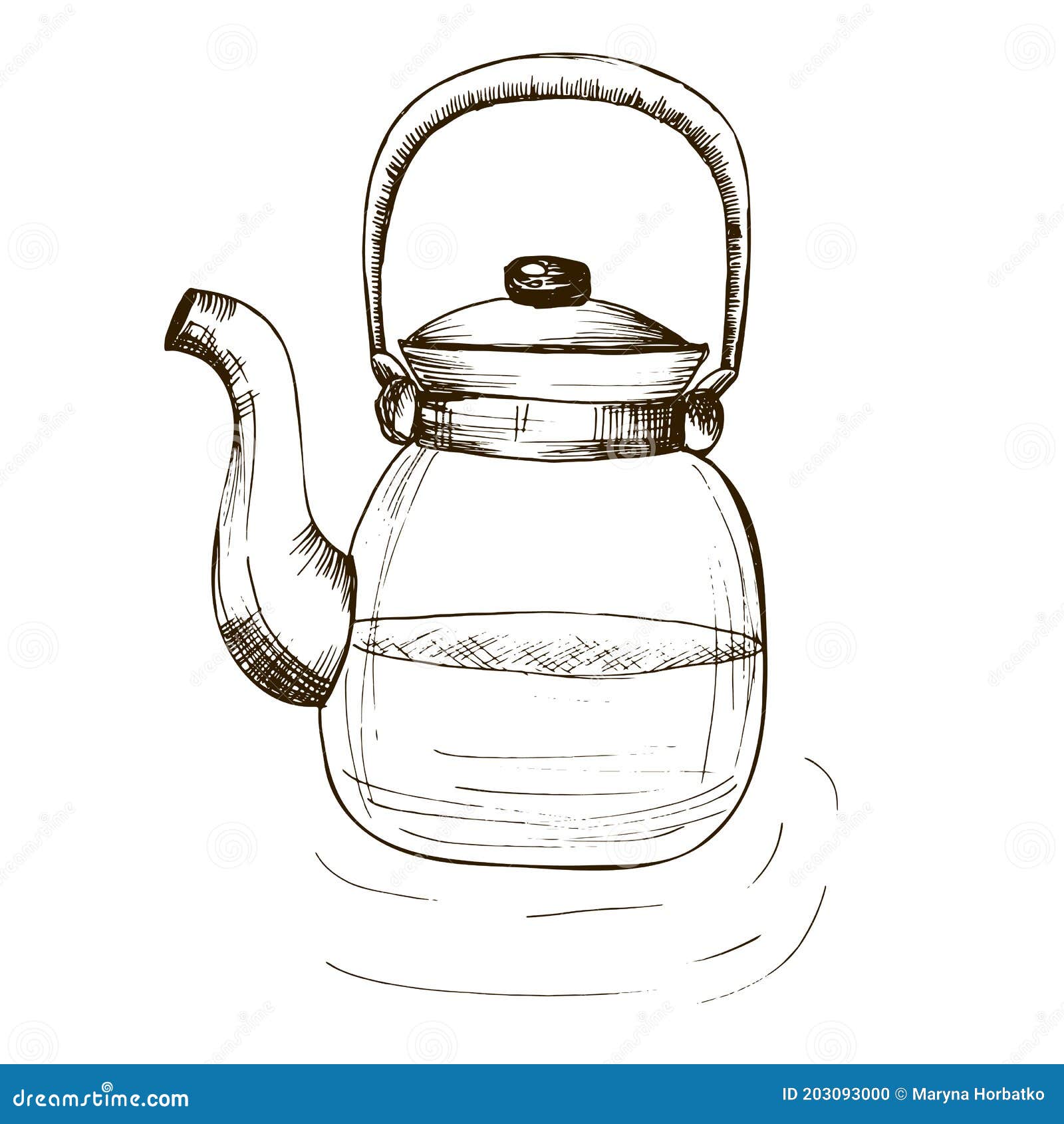 Ntage Hand Drawn Teapot on White Background Stock Illustration ...