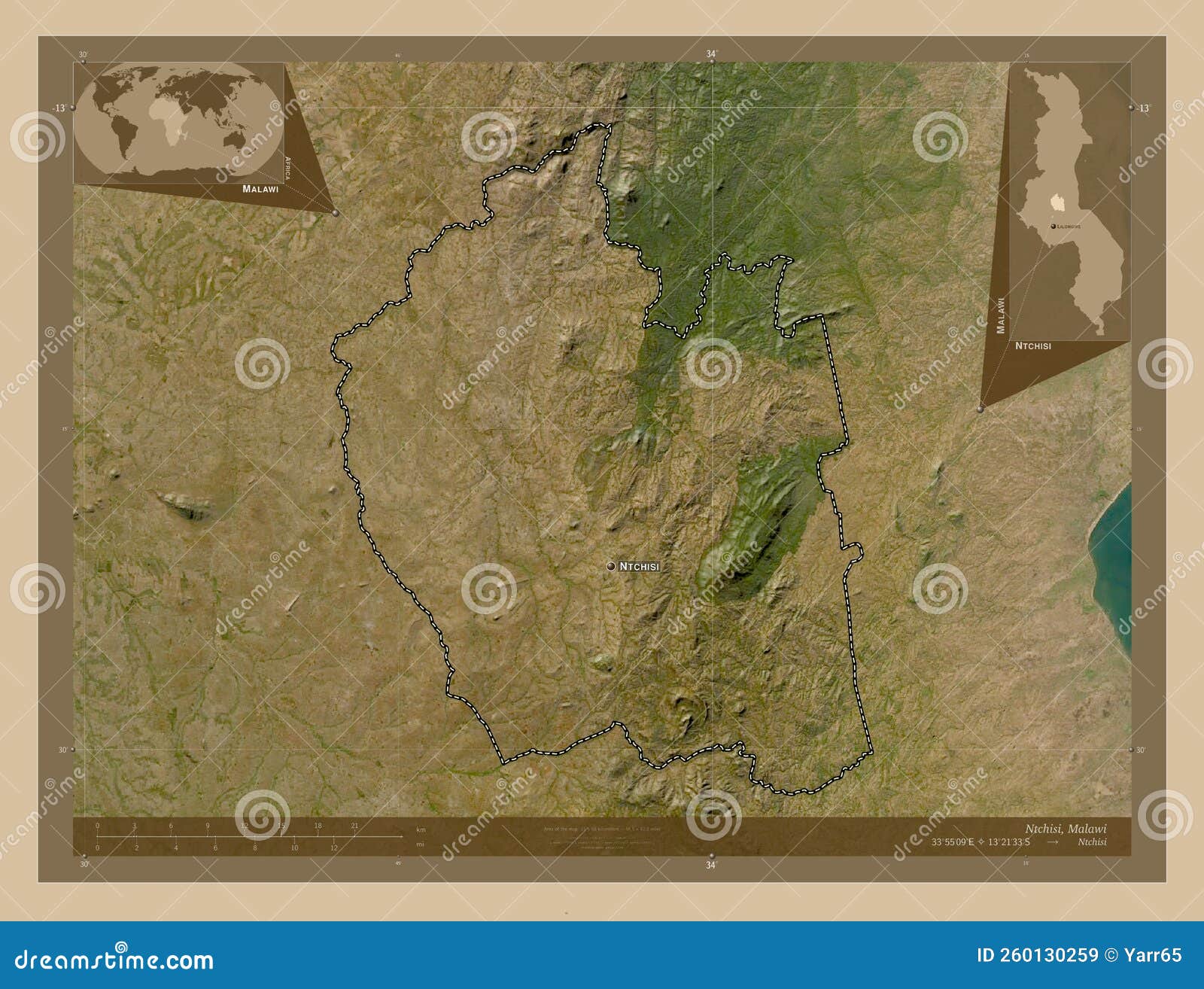 Ntchisi Malawi Low Res Satellite Labelled Points Of Cities Stock Illustration Illustration