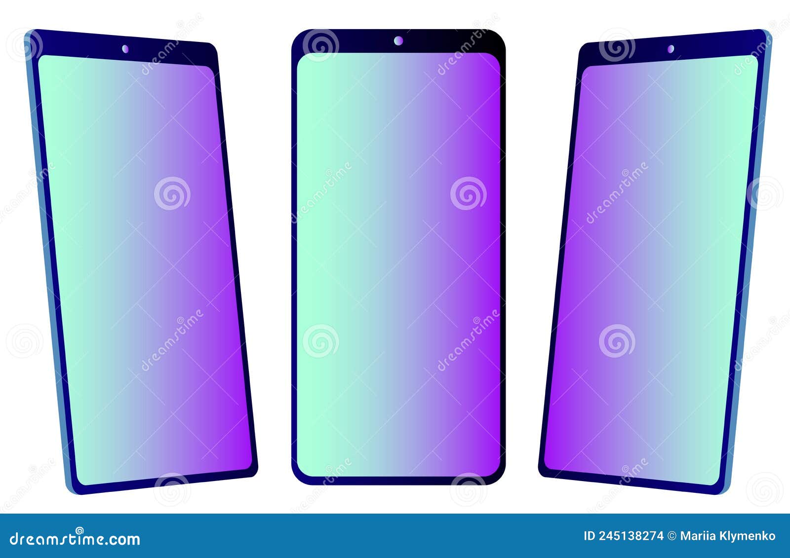 Cell Phones. Phones from Different Angles Stock Vector - Illustration ...