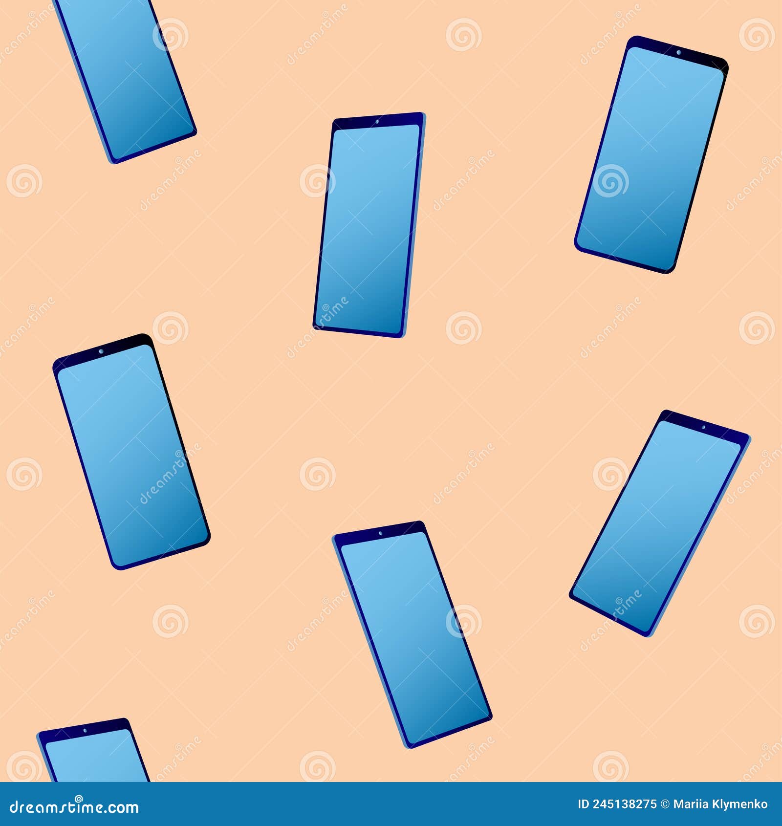 Endless Background. Phones from Different Angles. Stock Vector ...