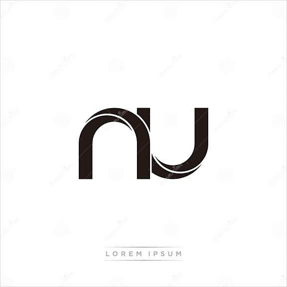 Nu Initial Letter Split Lowercase Modern Monogram Linked Outline ...