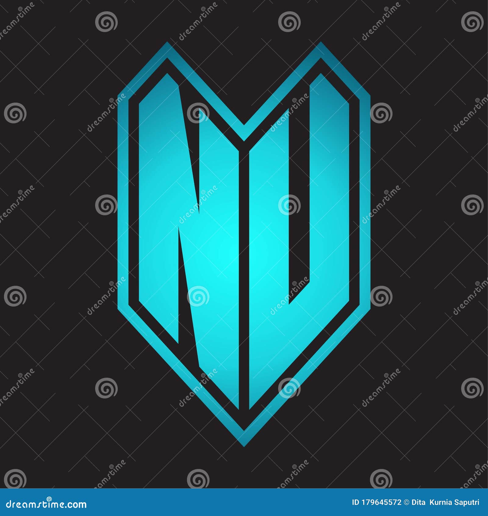 NU Logo Monogram with Emblem Line Style Isolated on Blue Gradient ...