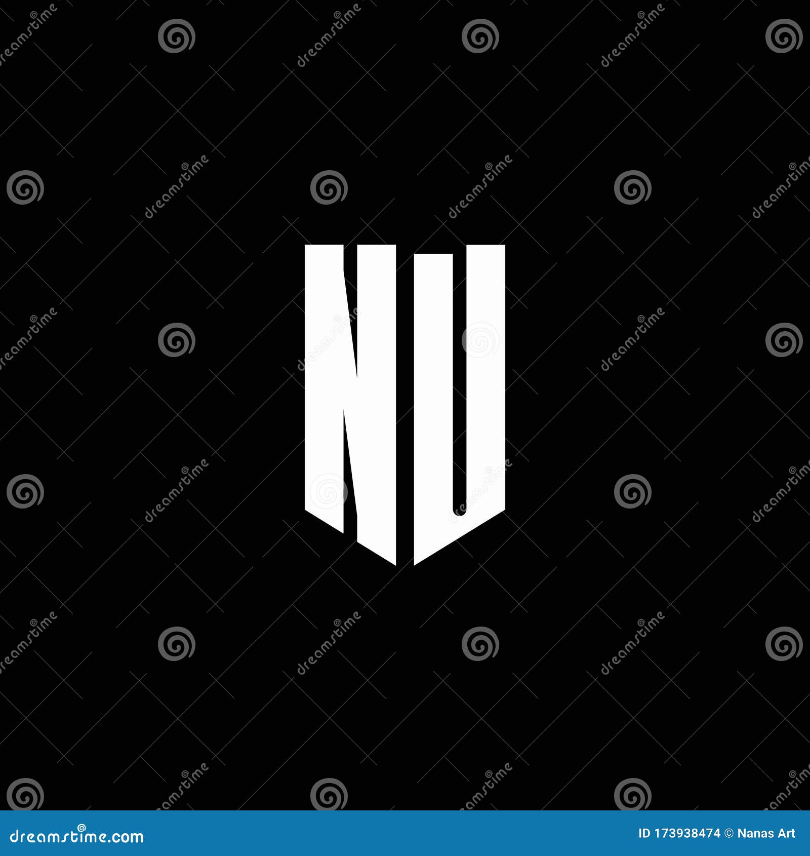 NU Logo Monogram with Emblem Style Isolated on Black Background Stock ...