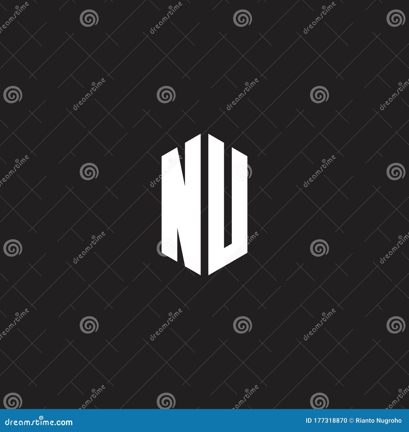 NU Logo Monogram with Hexagon Shape Style Design Template Stock Vector ...