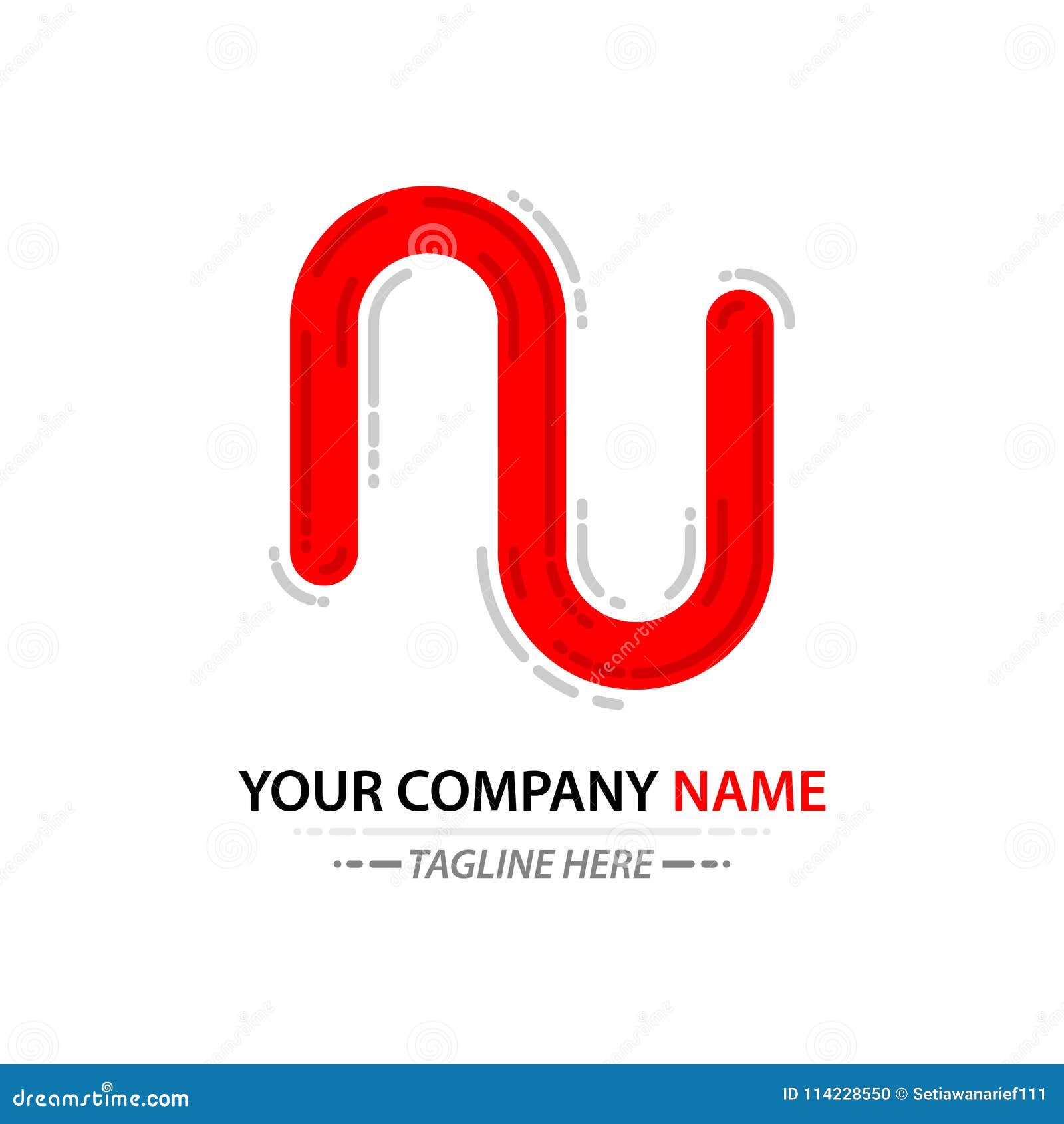 NU Uppercase Simple Red And Black Line Logo Letter Vector Illustration ...