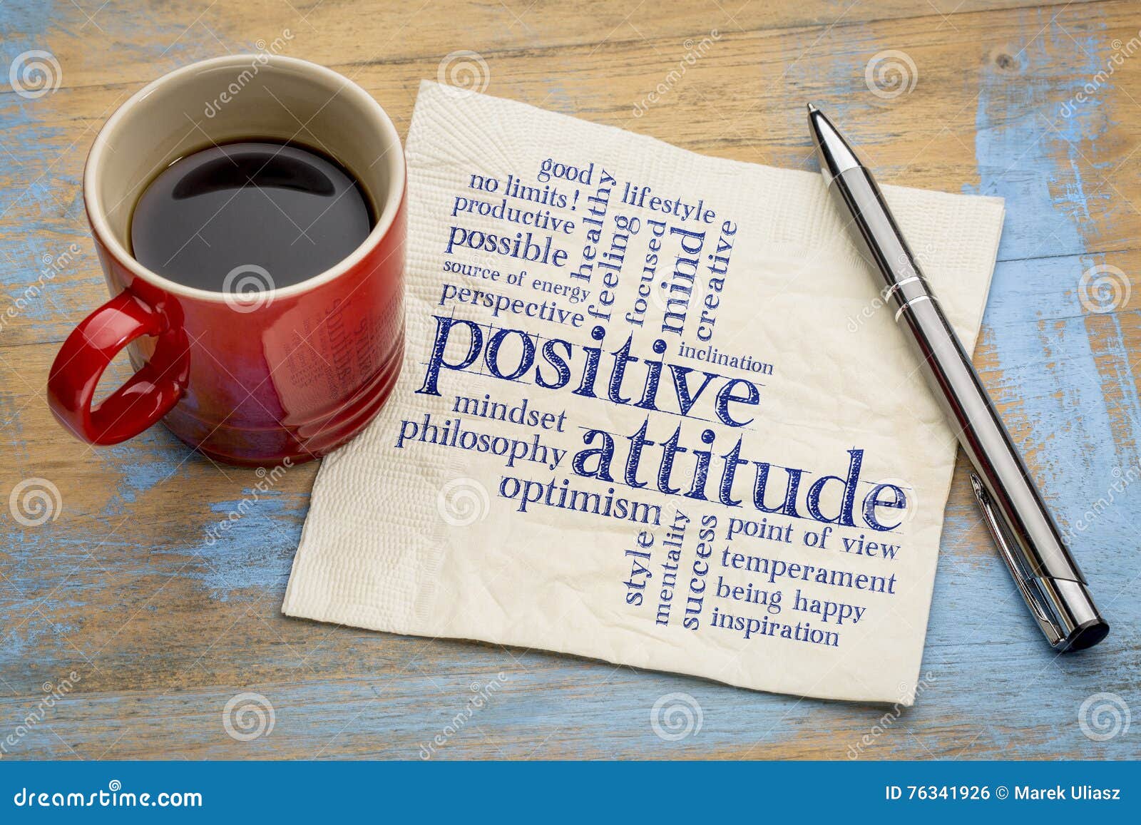Nuage De Mot D'attitude Positive Sur La Serviette Photo stock - Image ...