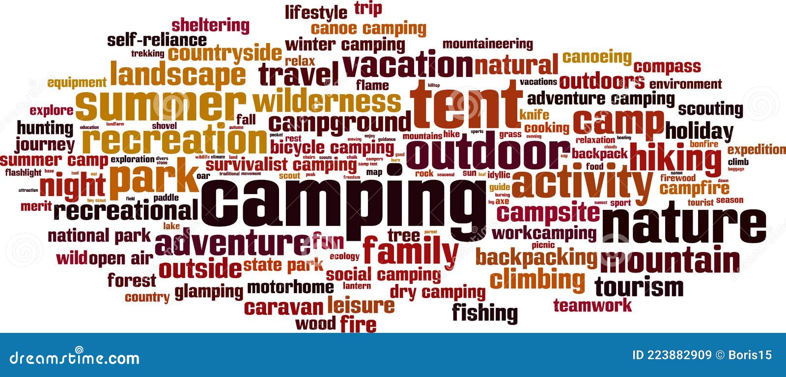 Nuage de mots de camping illustration de vecteur. Illustration du ...