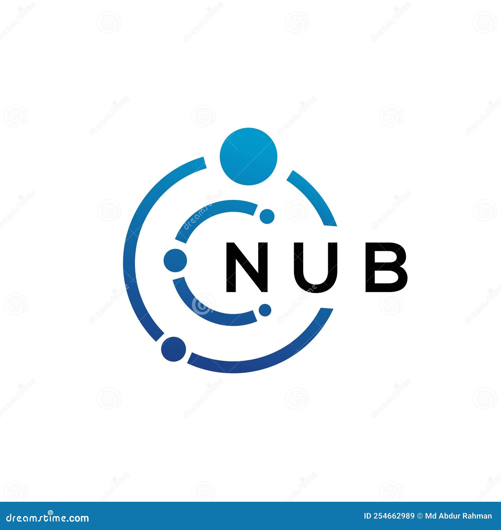 NUB Letter Technology Logo Design on White Background. NUB Creative ...