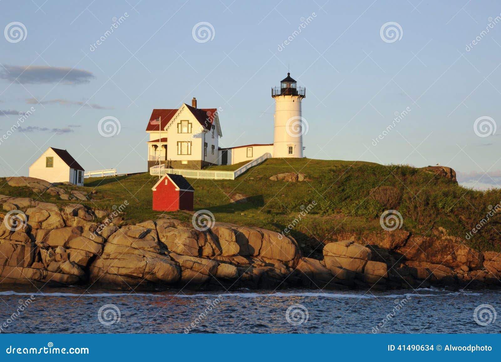 Nubble (Cape Neddick) Lighthouse at Sunset Stock Photo - Image of ...