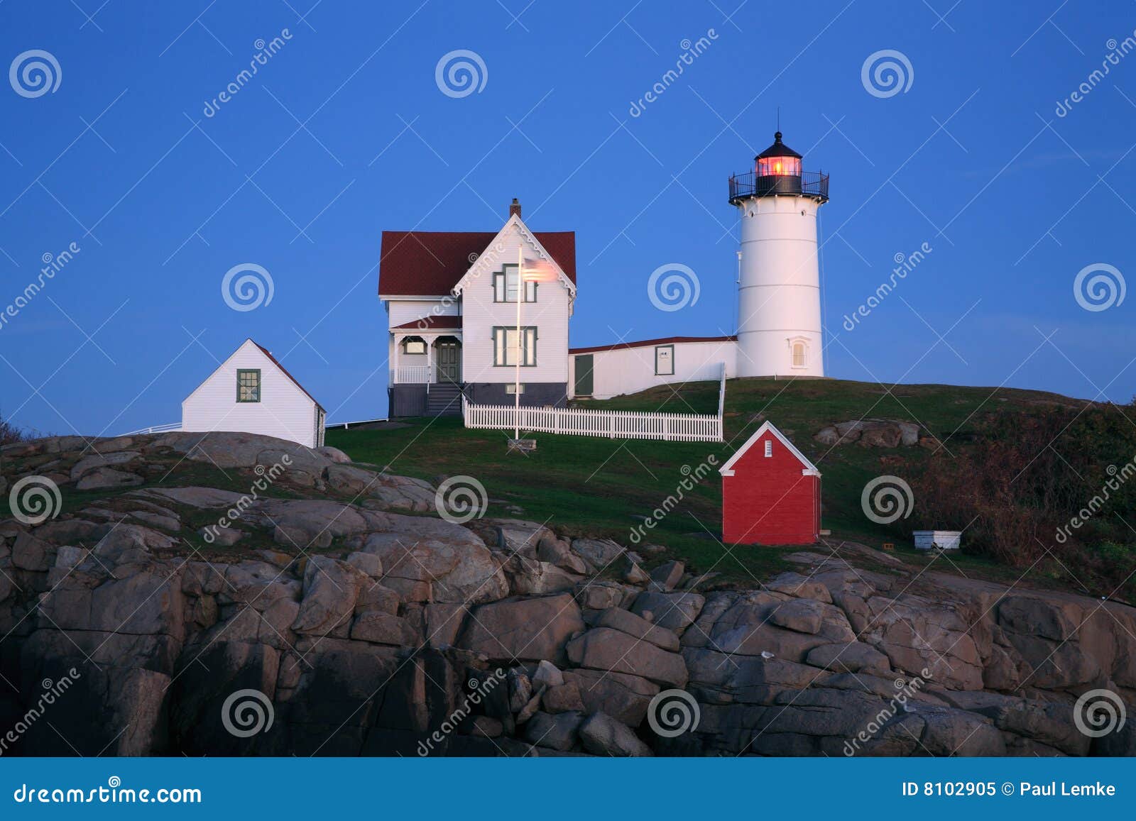 Nubble Light stock image. Image of oceanside, green, neddick - 8102905