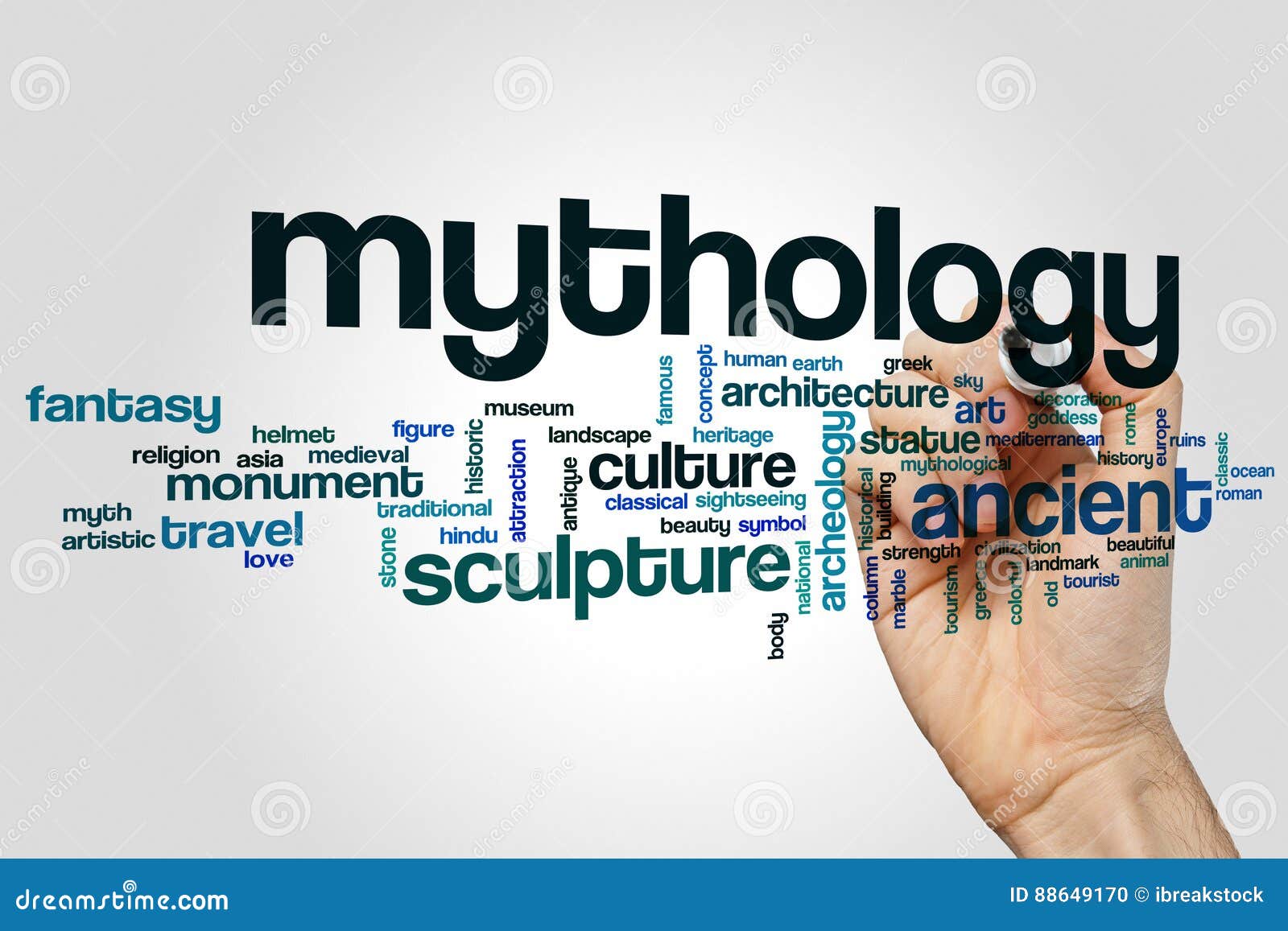 Nube De La Palabra De La Mitología Foto de archivo - Imagen de turismo ...