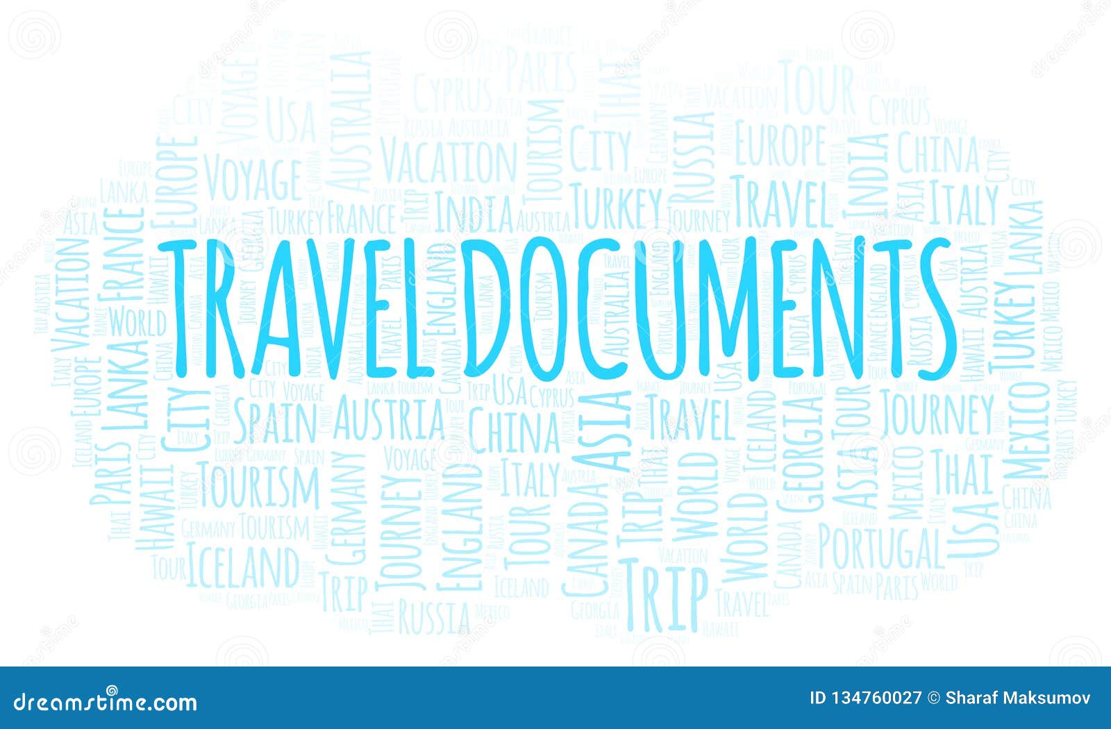 Nube De La Palabra De Los Documentos De Viaje Stock de ilustración ...