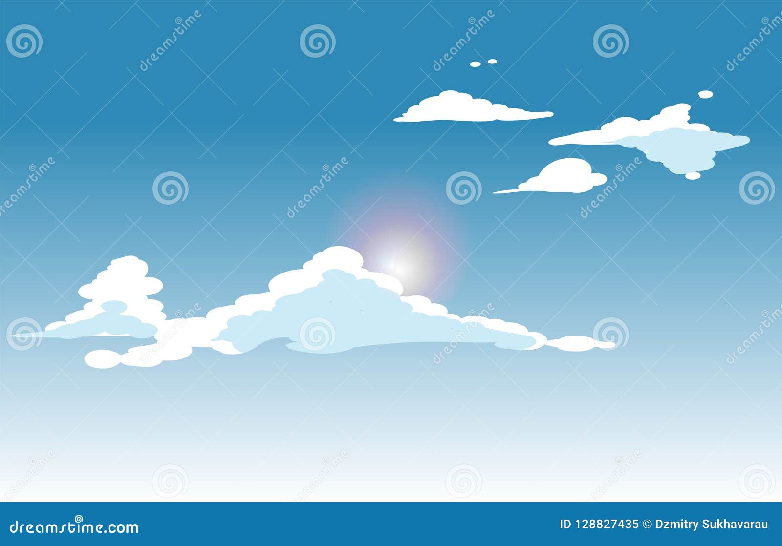 Nubes Del Cielo Azul Del Vector Estilo Limpio Del Animado Stock de ...