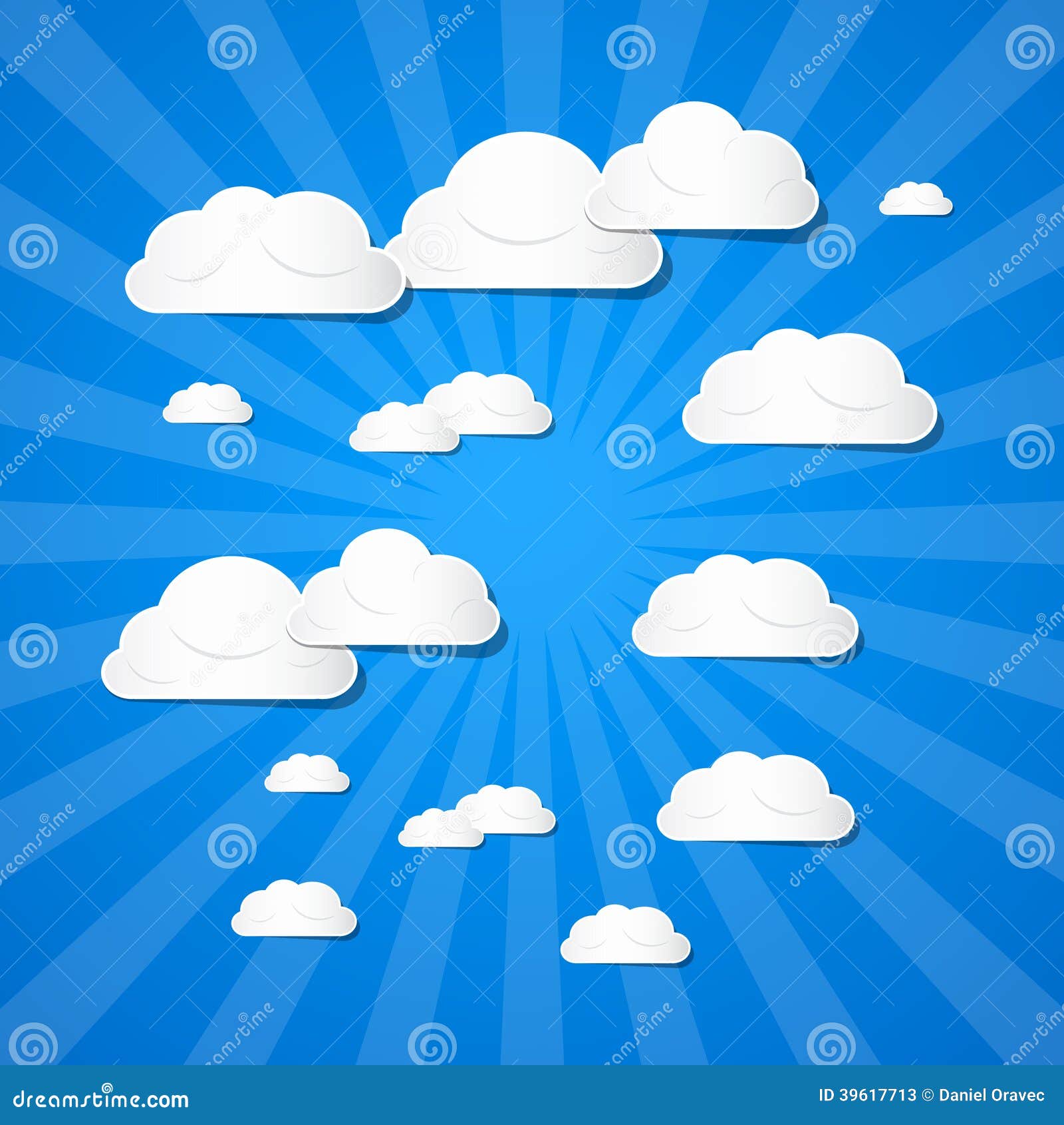Nubes Del Vector En Fondo Azul Ilustración del Vector - Ilustración de ...