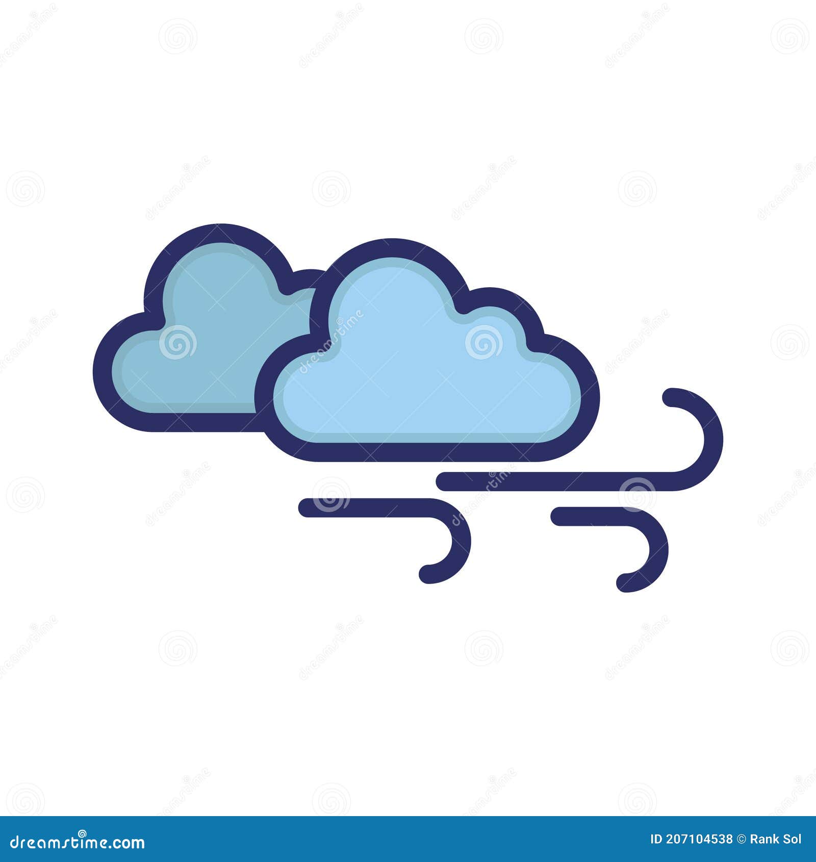 Nubes Viento Soplan Clima Completamente Editable Icono Vector ...