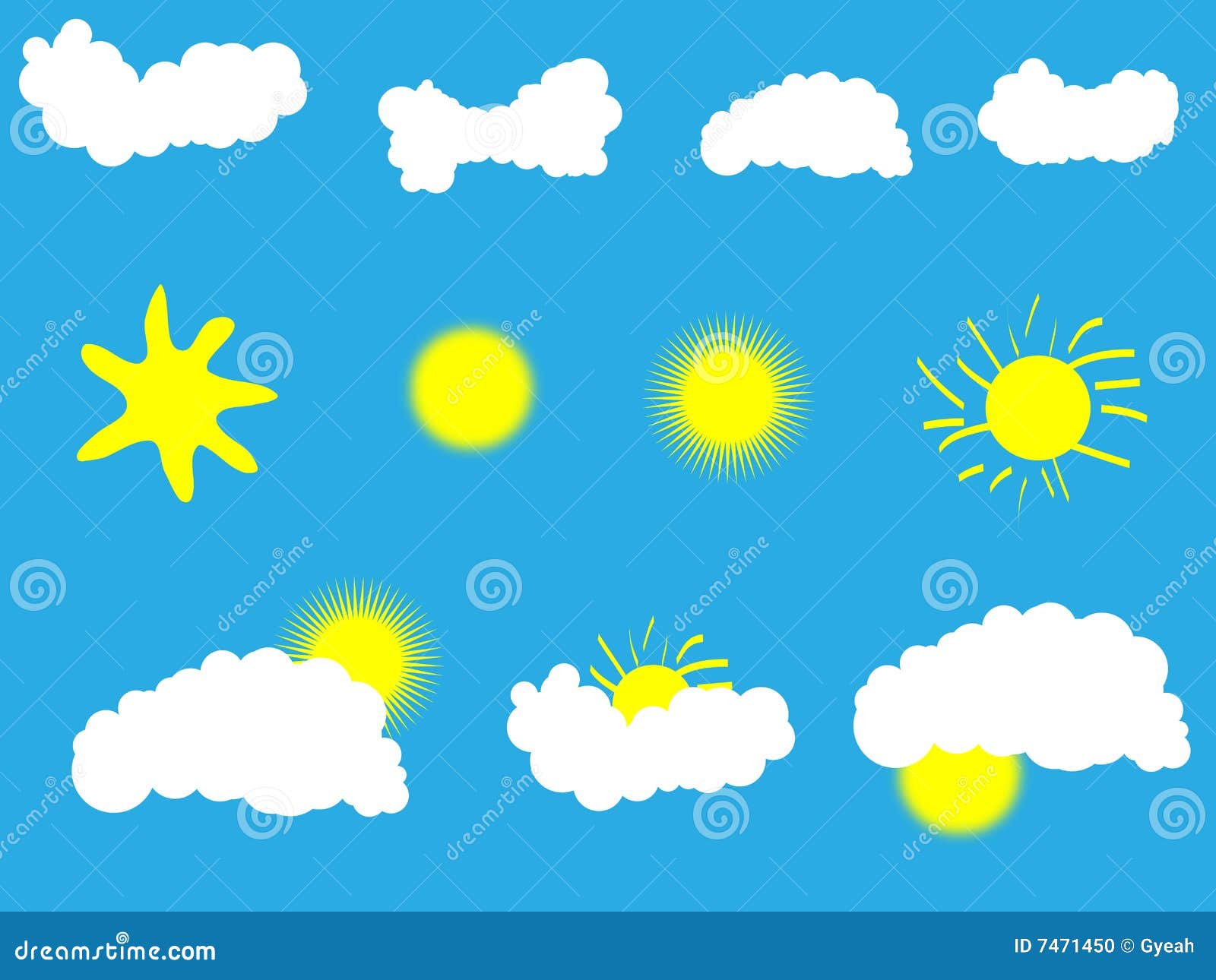 Nubes y sol ilustración del vector. Ilustración de fondo - 7471450