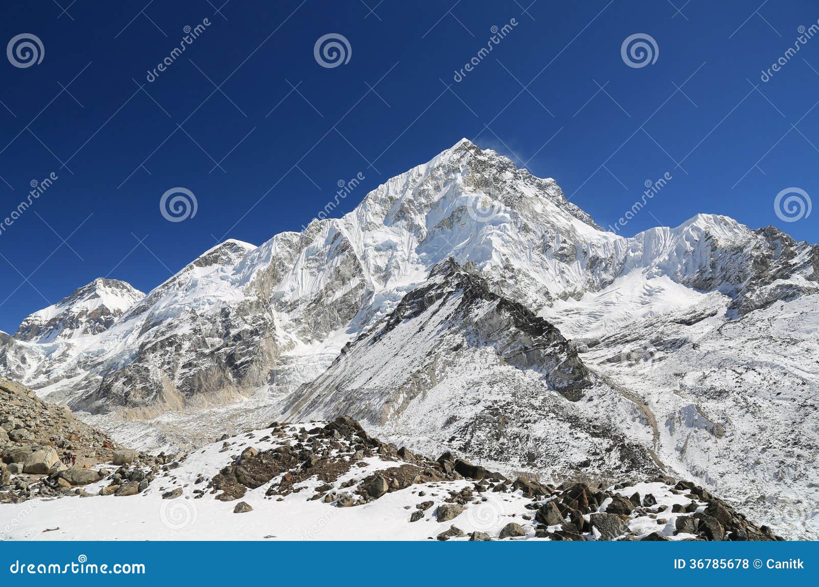 Nuche Summit beside of Everest from Kallapather Summit Stock Photo ...