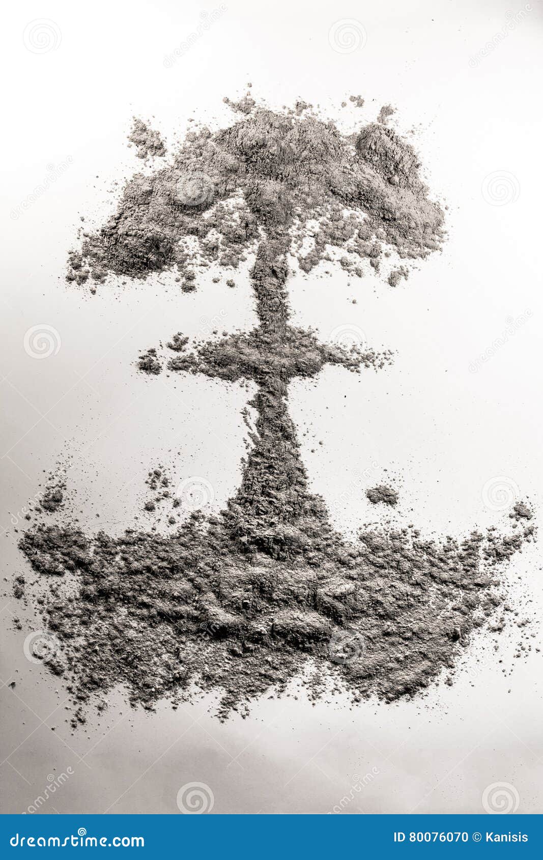 Nuclear Atom Bomb Mushroom Cloud Illustration Made of Ash, Dust Stock ...