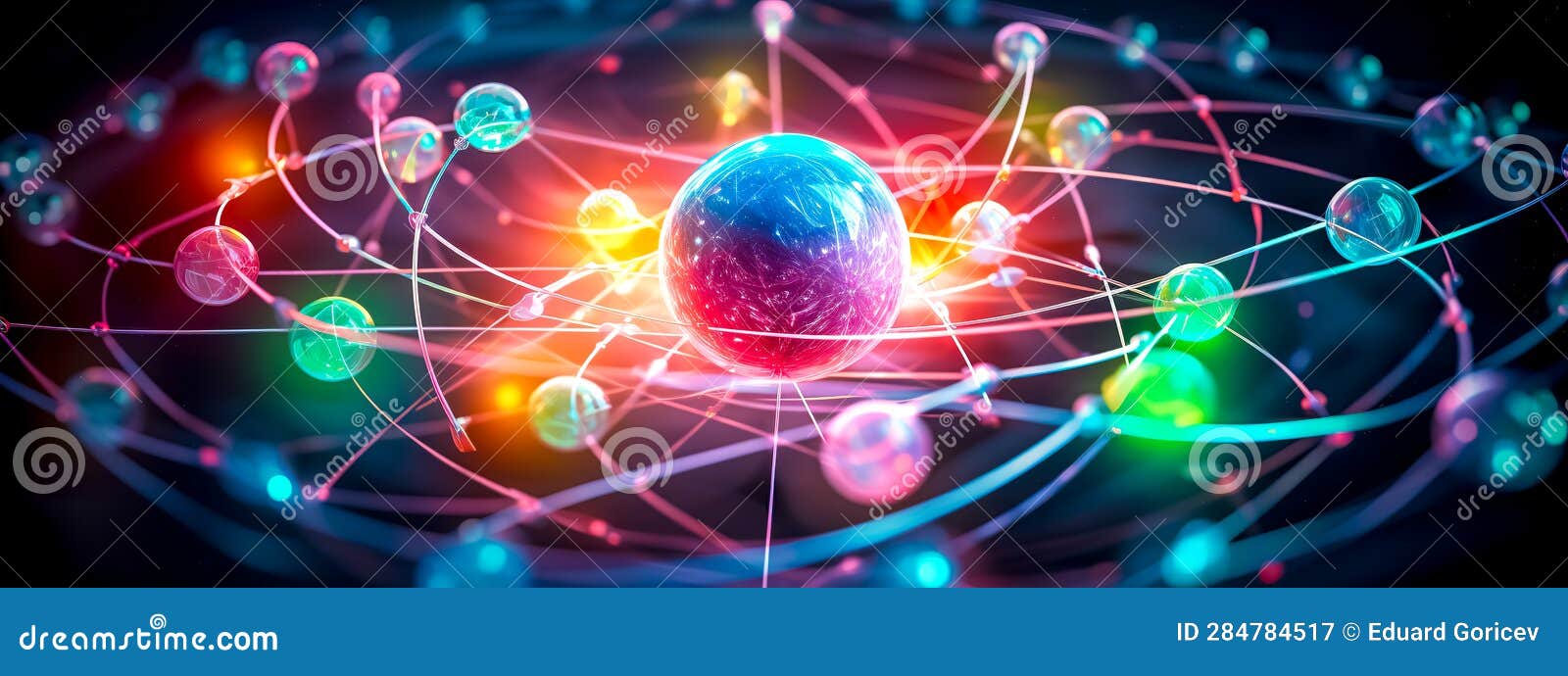 Nuclear Atom Molecule Structure Under Microscope, Banner Made with ...