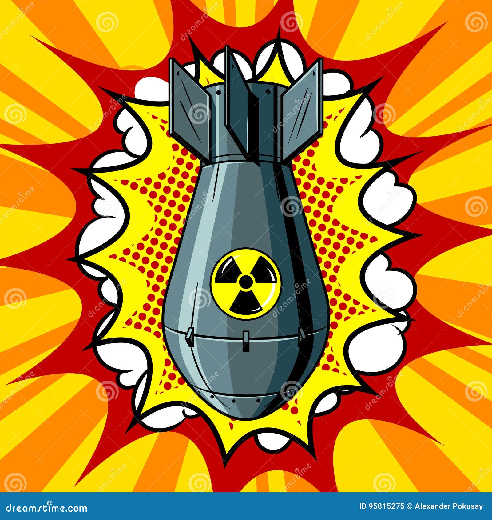 Nuclear Atomic Bomb Pop Art Style Vector Stock Vector - Illustration of ...