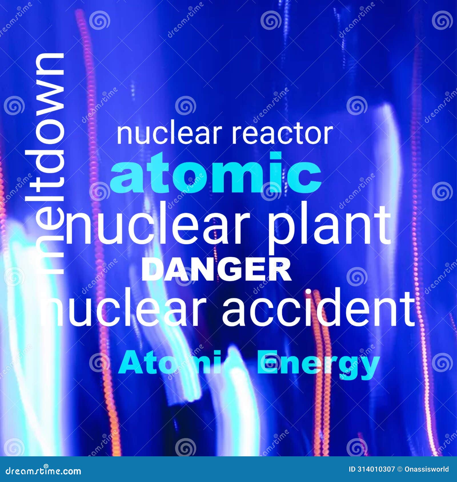 Nuclear Atomic Energy Illustration Abstract Text Background Icons Stock ...