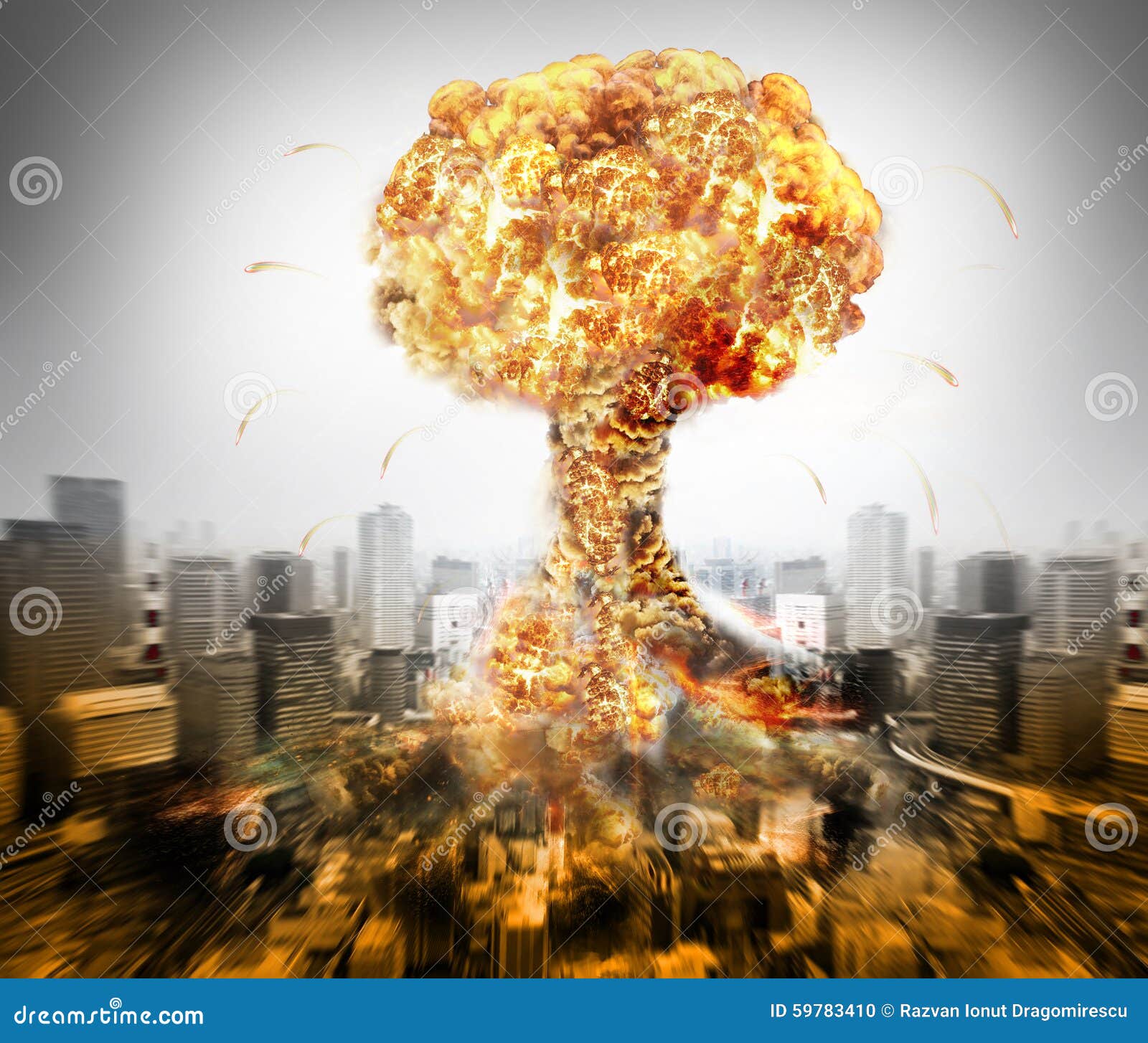 Nuclear Atomic War stock photo. Image of bomb, distruction - 59783410