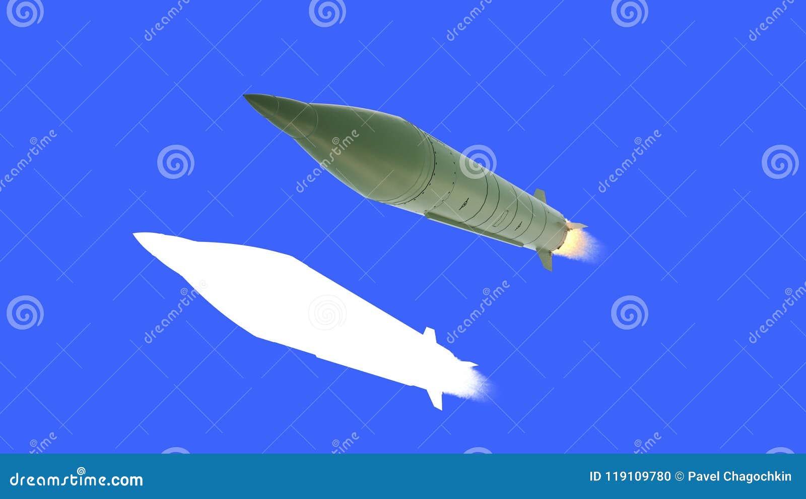 Nuclear Ballistic Rocket. Isolate. 3d Rendering. Stock Illustration ...