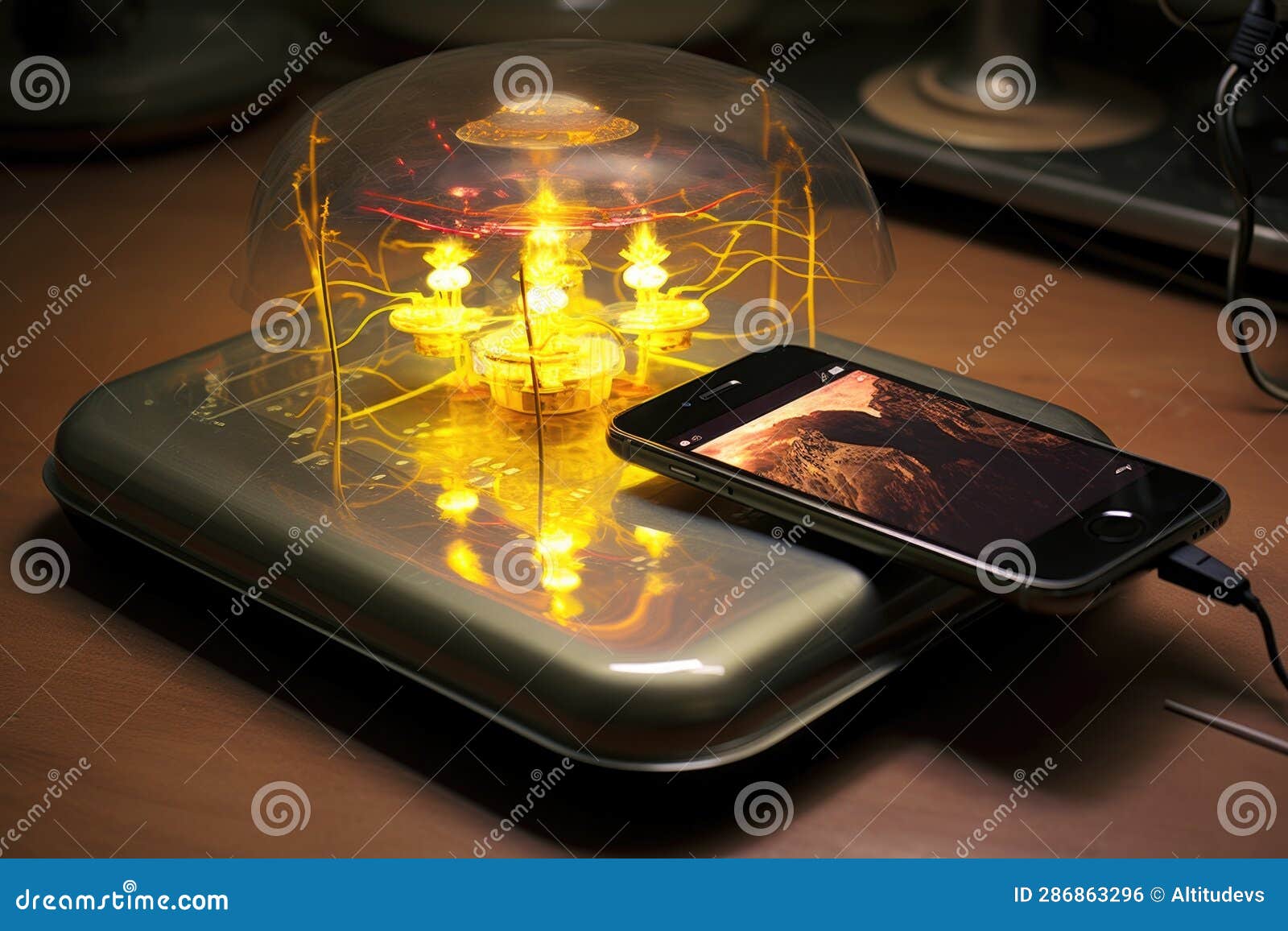 Nuclear Battery Charging Electronic Devices Wirelessly Stock Photo ...