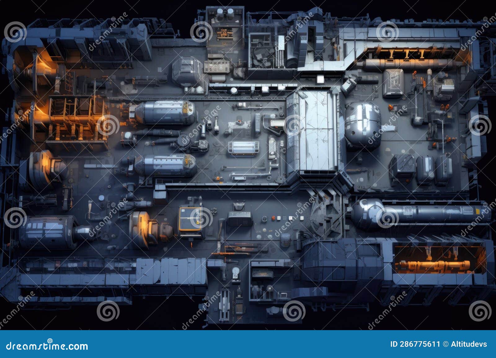 Nuclear Battery Schematic Blueprint with Tools Around Stock Image ...