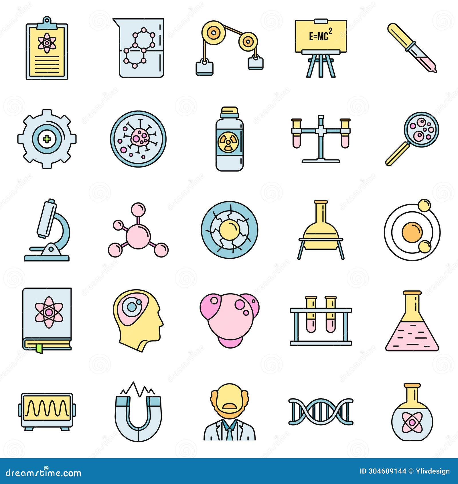 Nuclear Biophysics Icons Set Vector Color Line Royalty-Free Stock Image ...