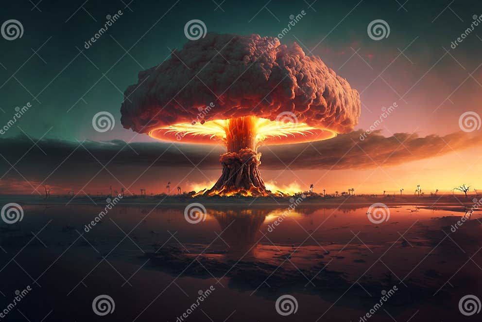 Nuclear Blast and Explosion. Generative AI Illustration. Stock ...