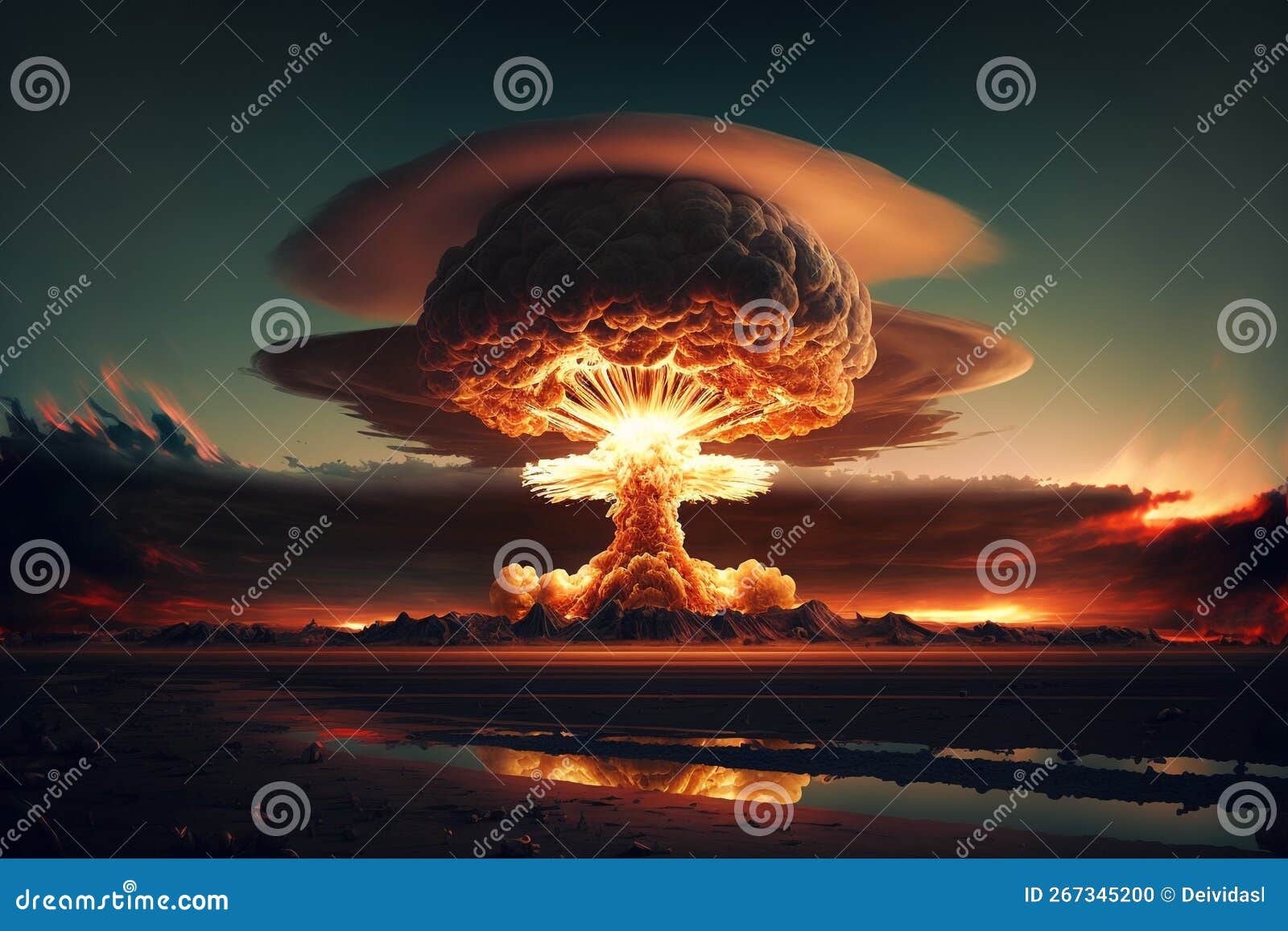 Nuclear Blast and Explosion. Generative AI Illustration. Stock ...