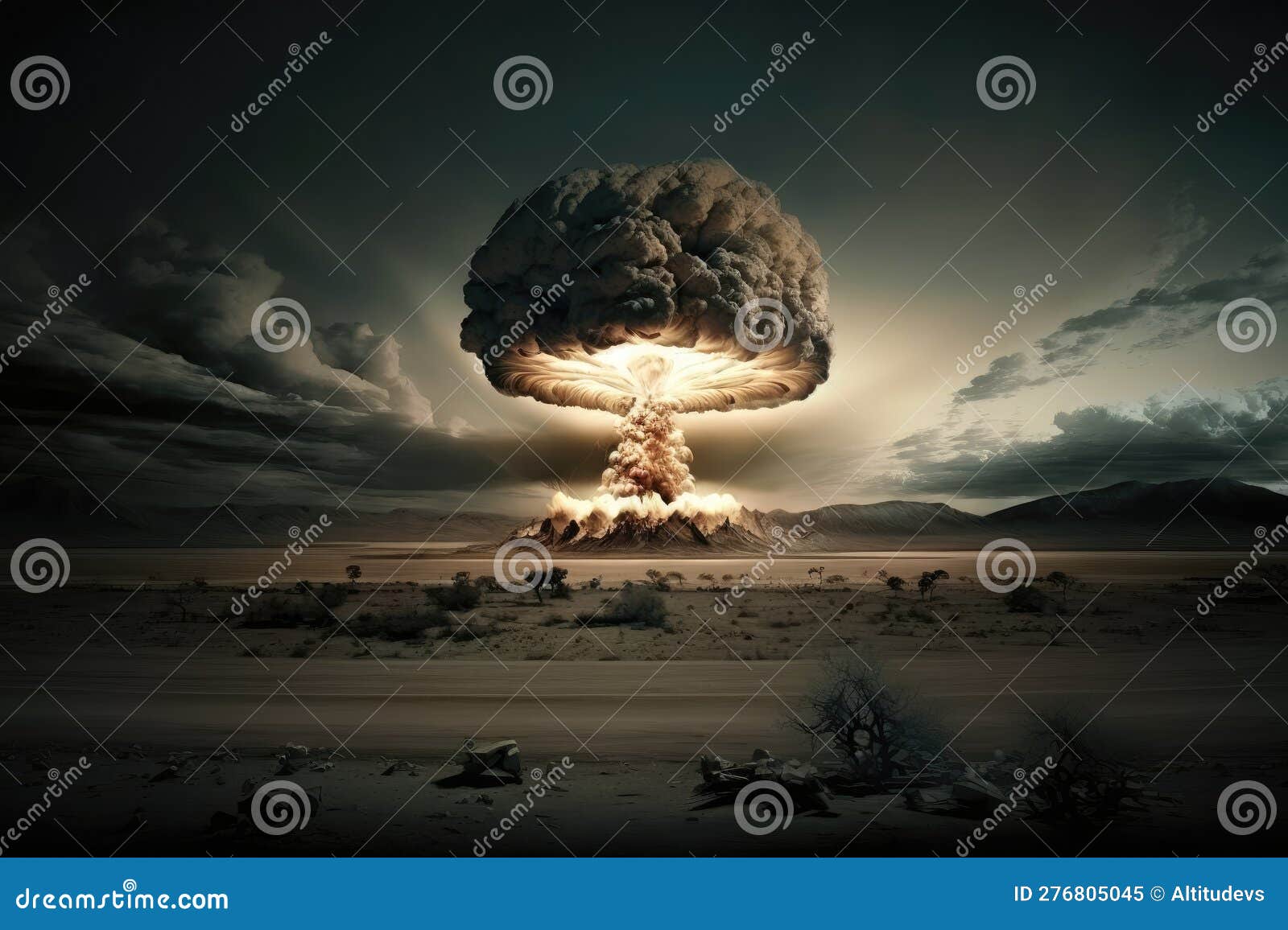 Nuclear Blast, with Mushroom Cloud Rising High into the Sky Stock ...