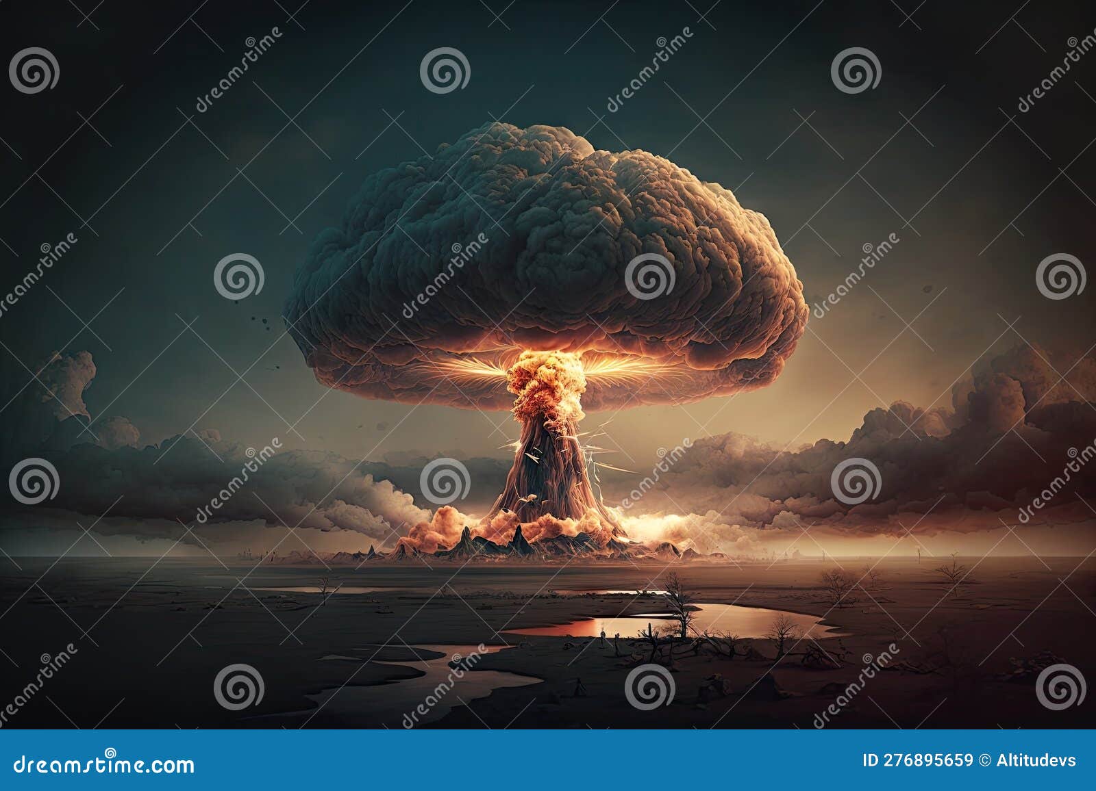 Nuclear Blast, with Mushroom Cloud Rising High into the Sky Stock ...